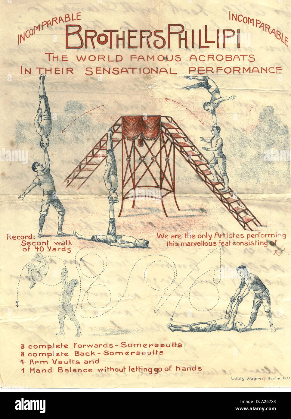 Circus acrobats advertisement circa 1890 Stock Photo - Alamy