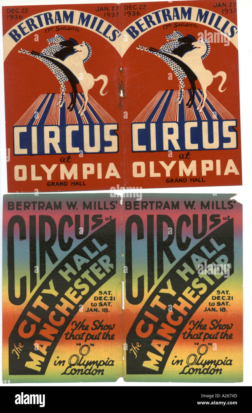 Bertram Mills circus advertisement booklets 1936 & 1937 Stock Photo - Alamy
