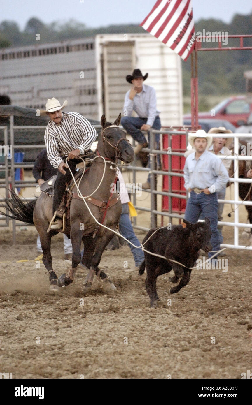 Cowboys compete in Rodeo action Stock Photo - Alamy