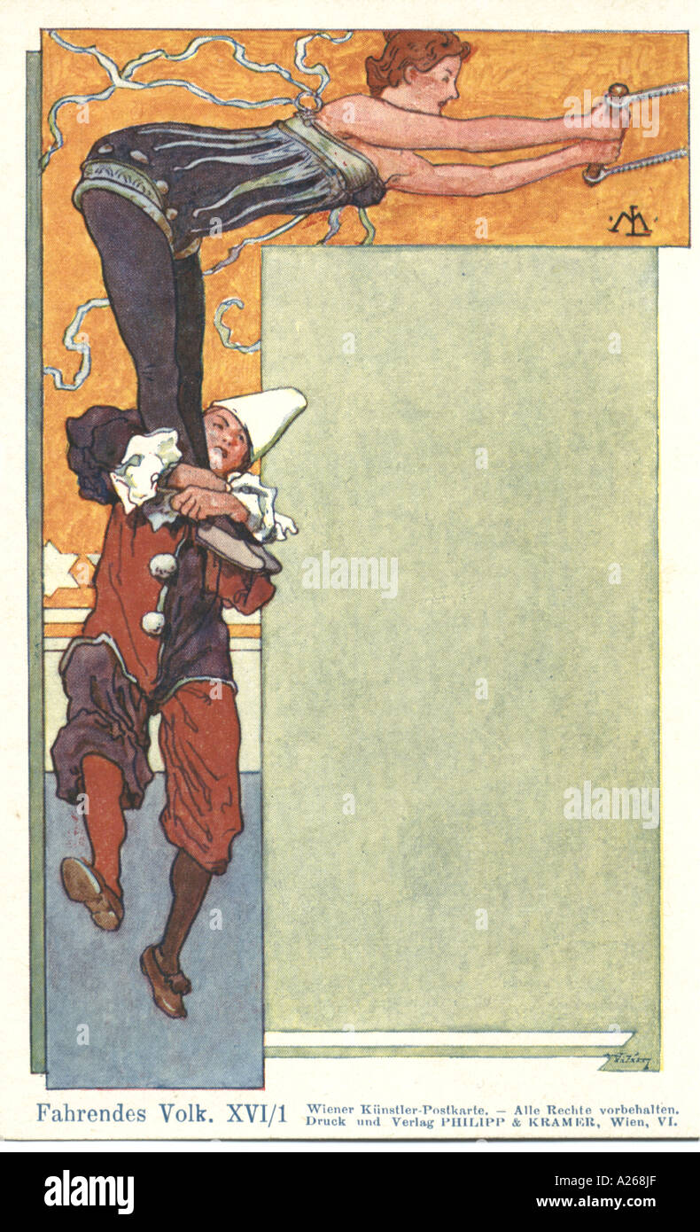 Circus acrobat & clown circa 1905 Stock Photo - Alamy