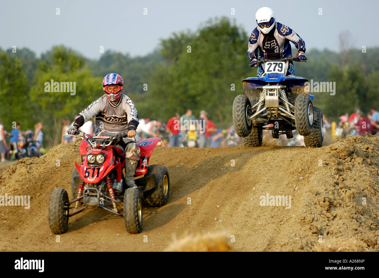 ATV All Terrain Vehicles participate in off road motocross type of race ...