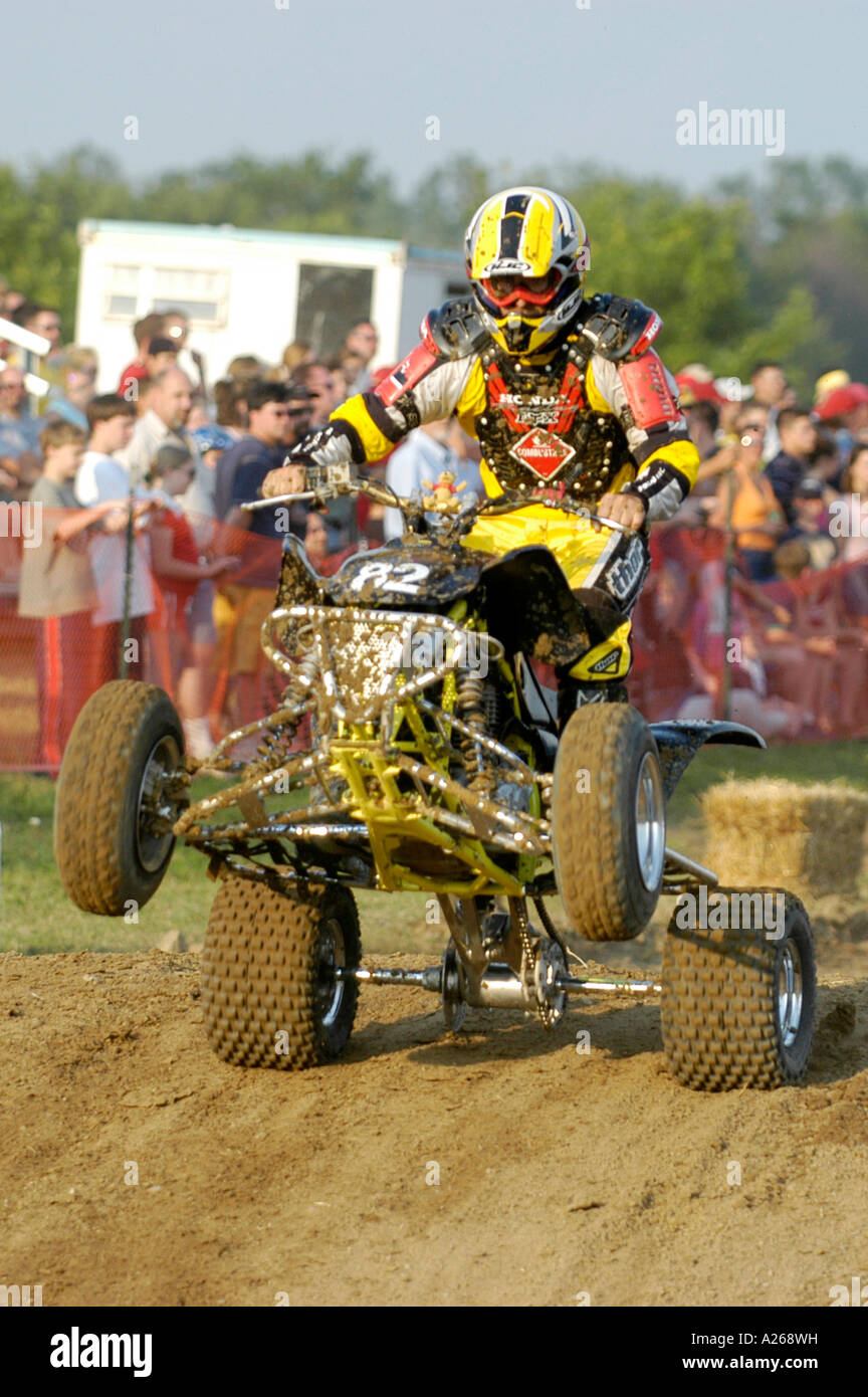 ATV All Terrain Vehicles participate in off road motocross type of race ...