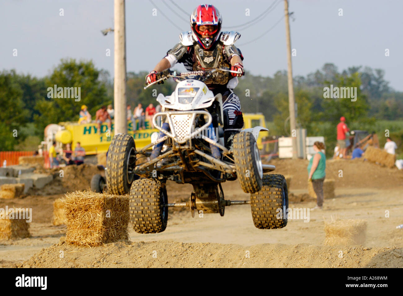 ATV All Terrain Vehicles participate in off road motocross type of race ...