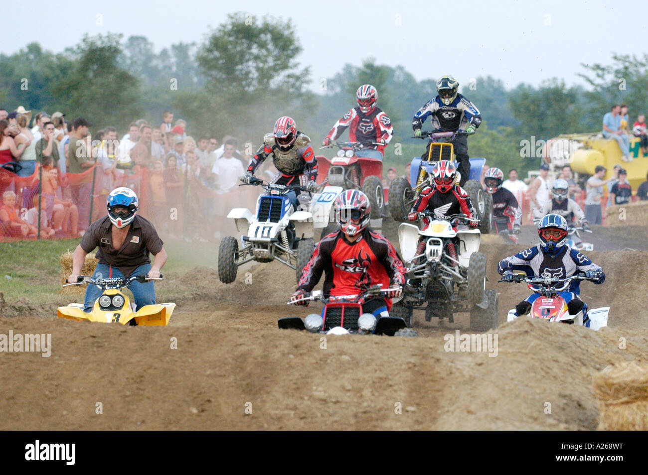 ATV All Terrain Vehicles participate in off road motocross type of race ...