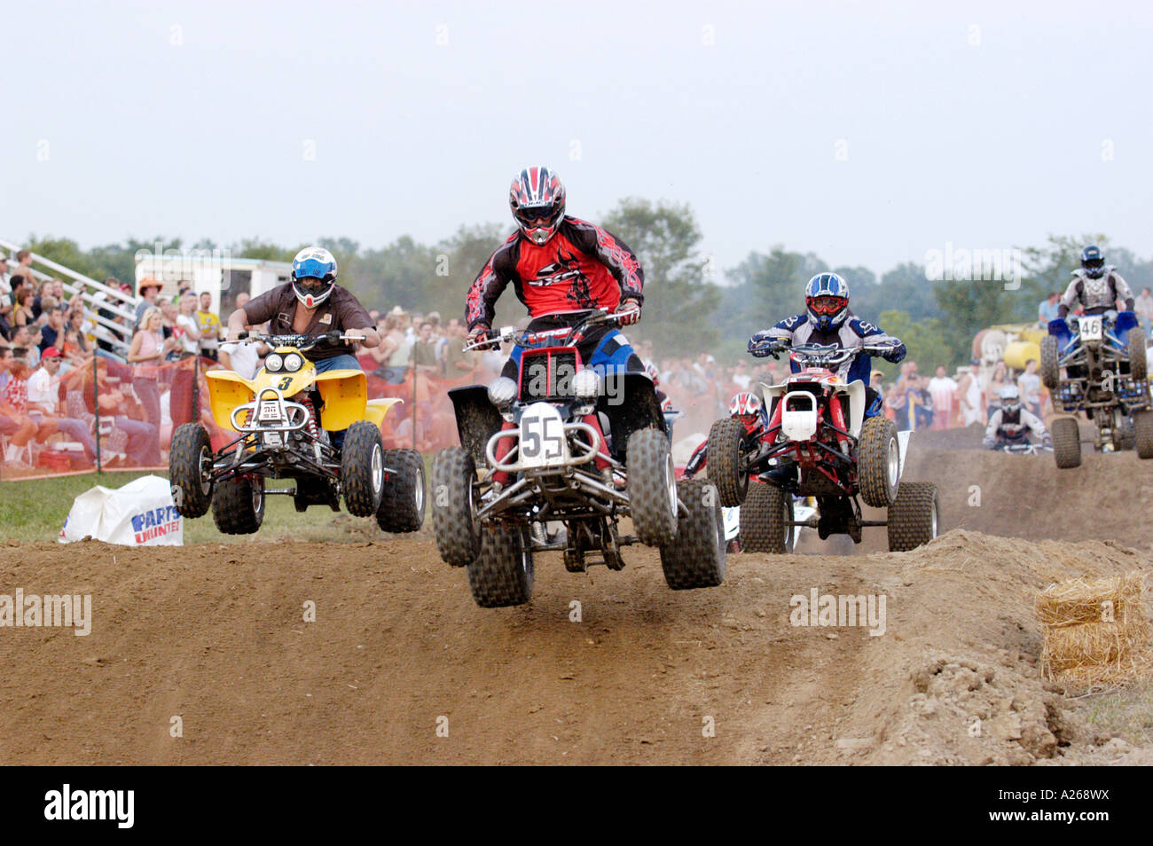 ATV All Terrain Vehicles participate in off road motocross type of race ...