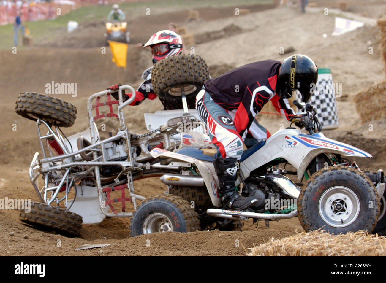 ATV All Terrain Vehicles participate in off road motocross type of race ...
