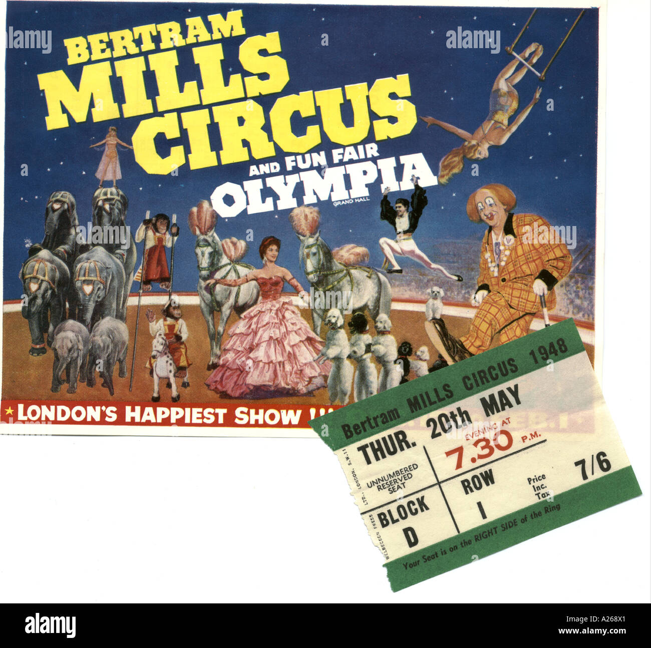Bertram Mills Circus advert and ticket 1948 Stock Photo - Alamy