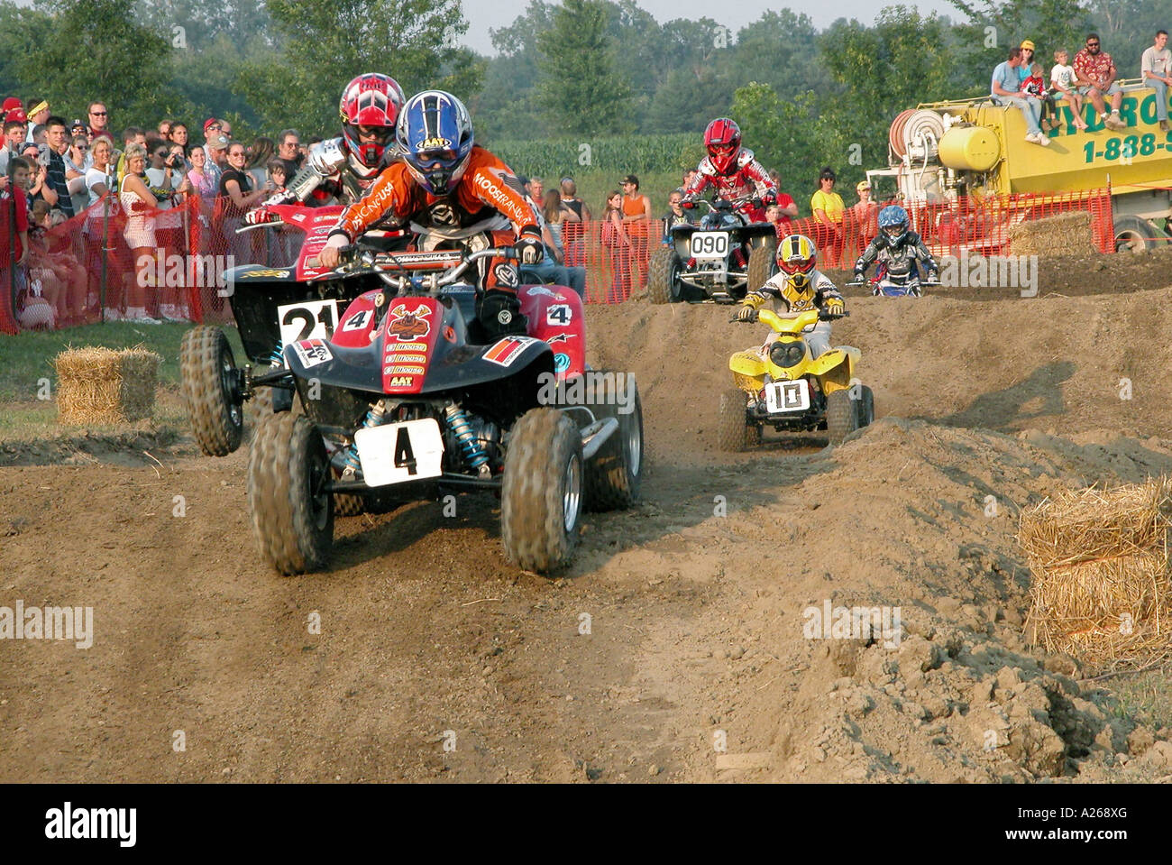 ATV All Terrain Vehicles participate in off road motocross type of race ...