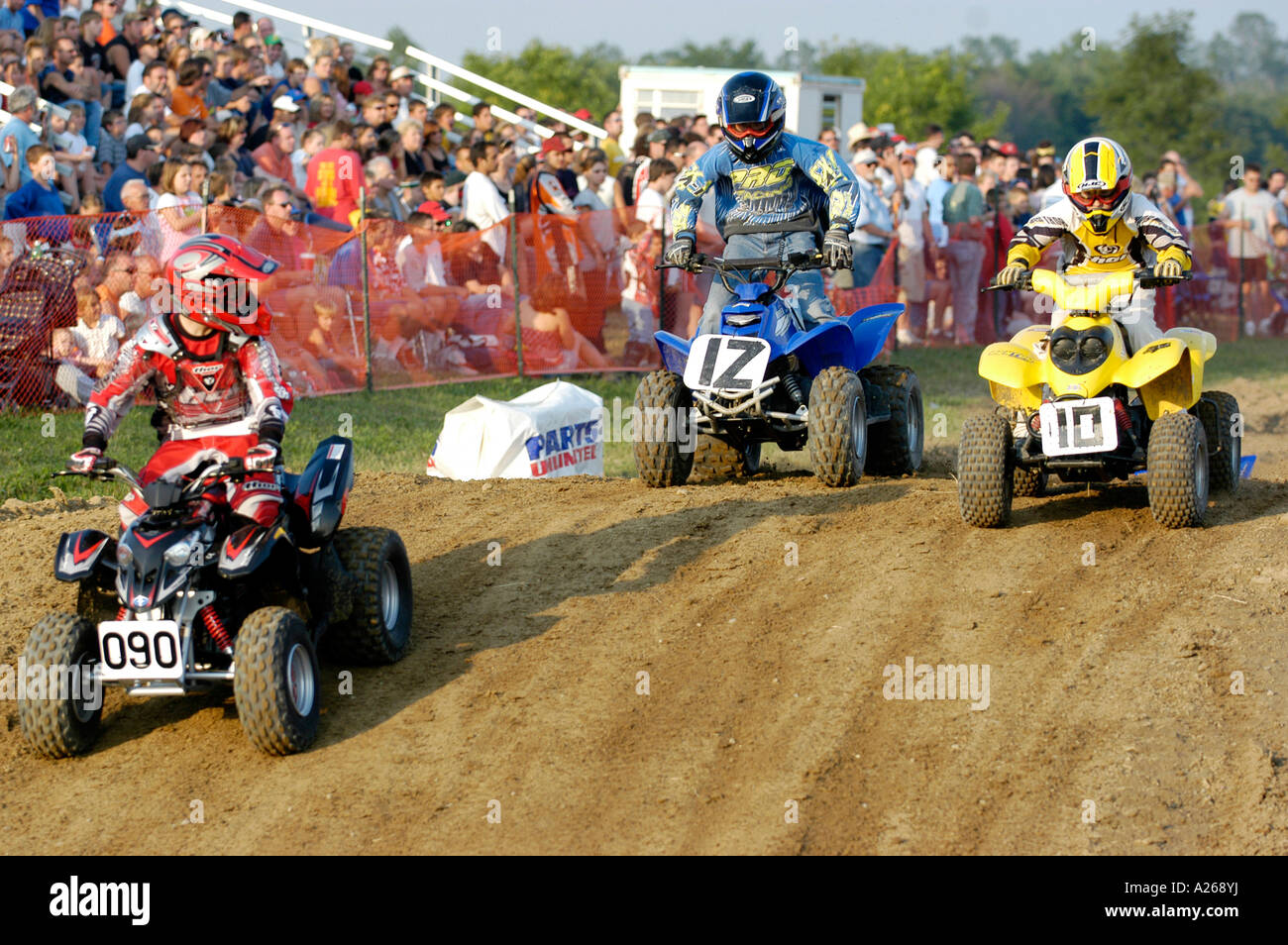 ATV All Terrain Vehicles participate in off road motocross type of race ...