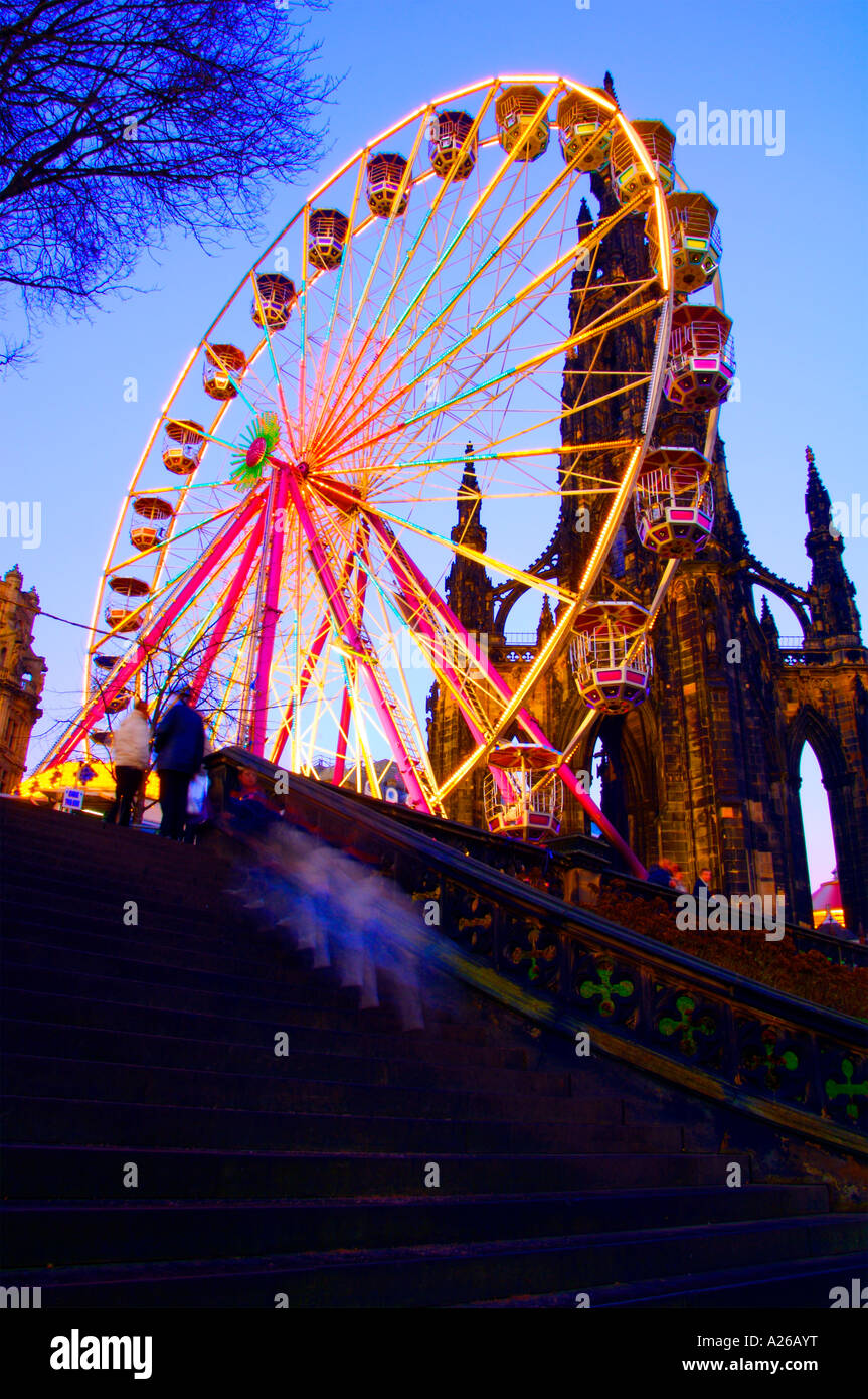 spinning ferris wheel in princess street gardens edinburgh at christmas ...