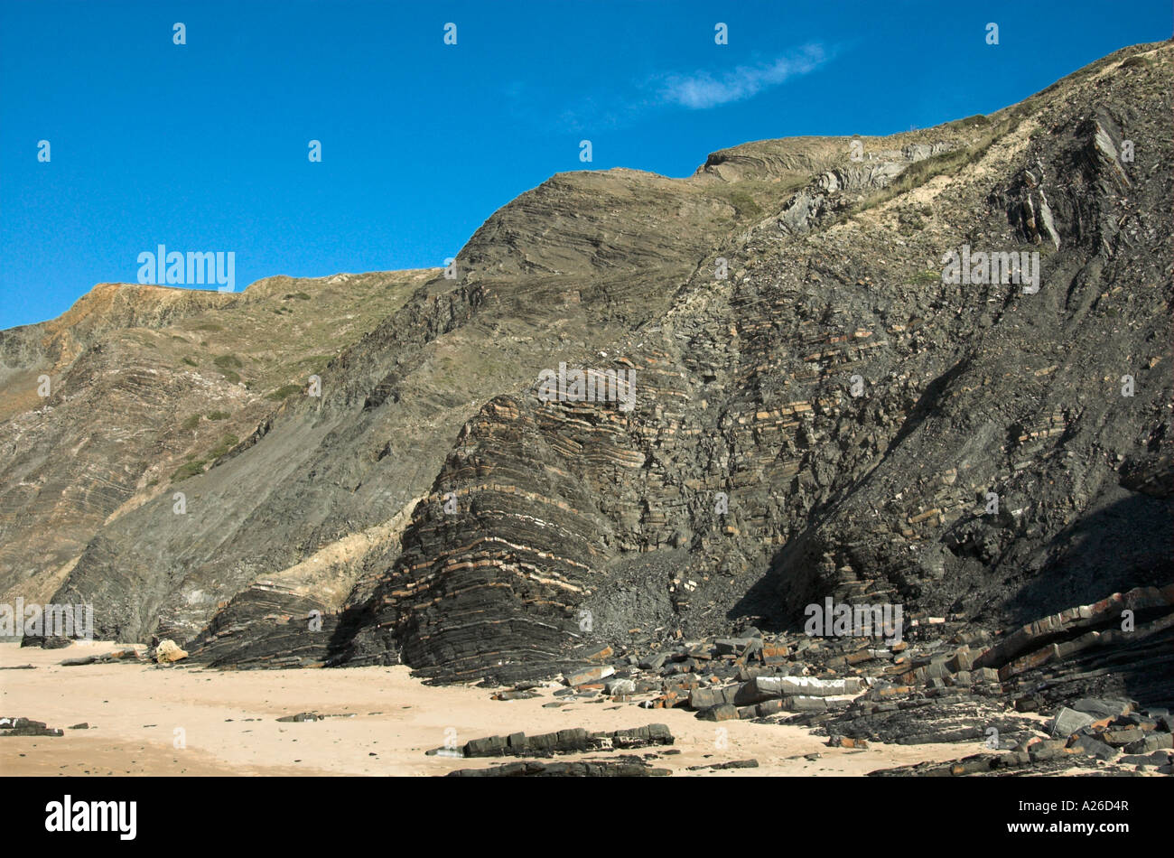 Castelejo beach, cliff rock details Stock Photo - Alamy