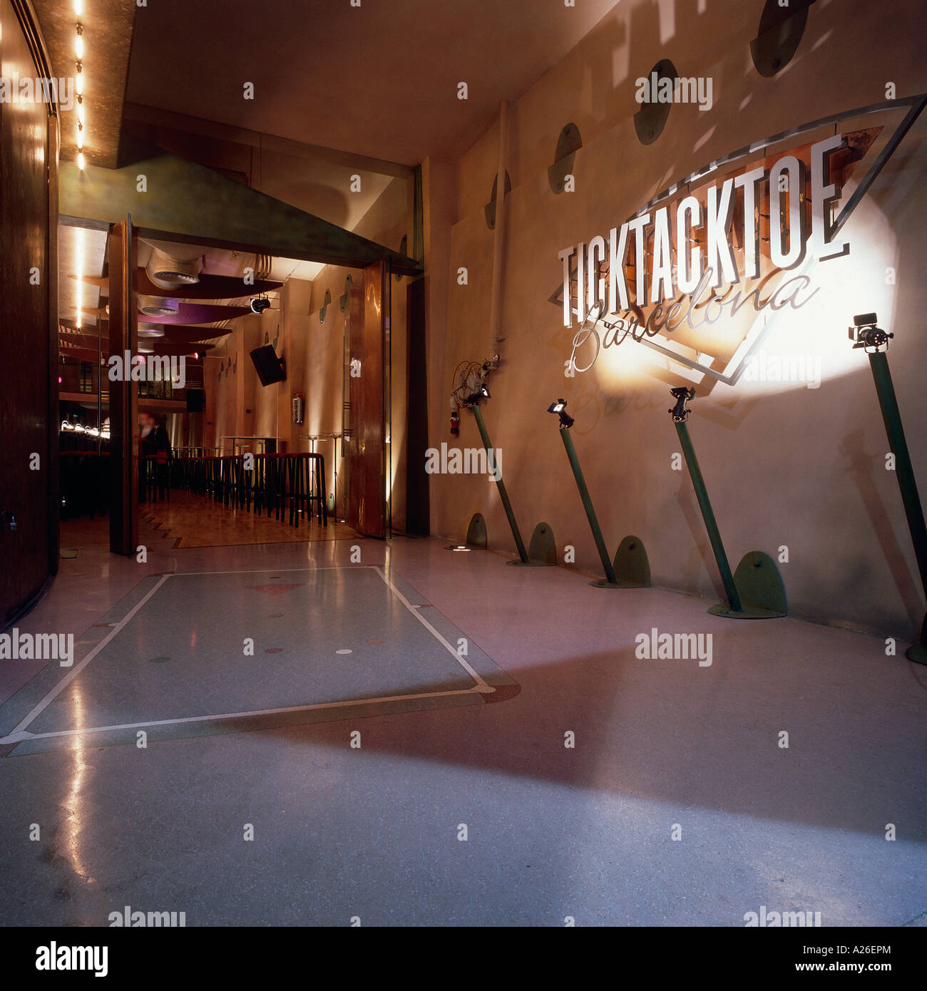 View of spotlights illuminating a nameplate Stock Photo - Alamy