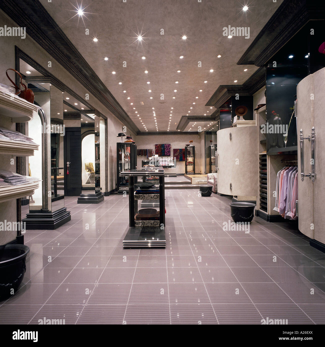 View of a shop illuminated with spotlights Stock Photo - Alamy