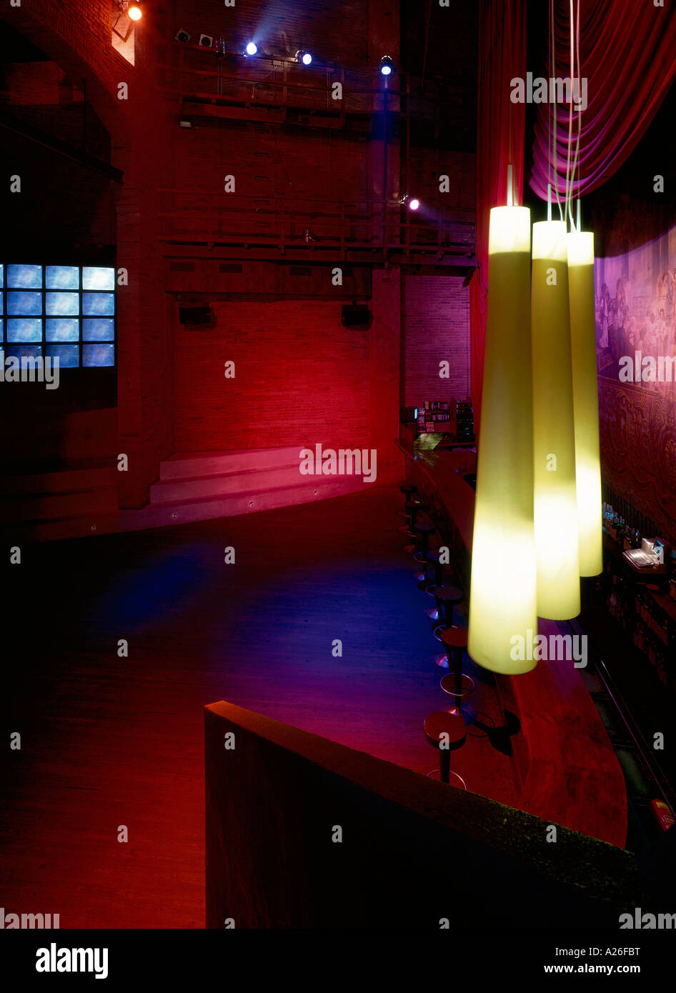 View of an illuminated bar with colorful lighting Stock Photo - Alamy
