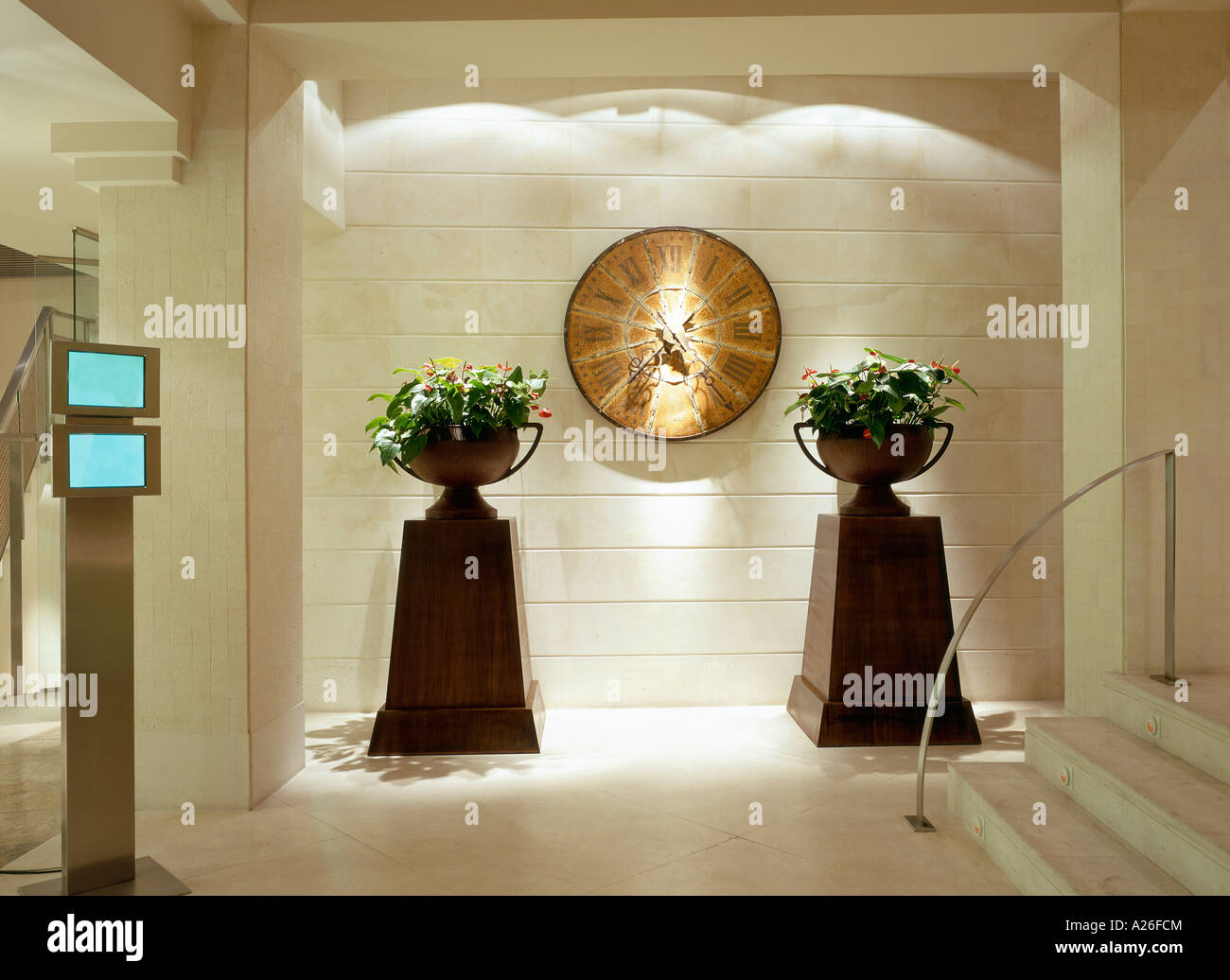 View of flower pots kept in a hallway Stock Photo - Alamy