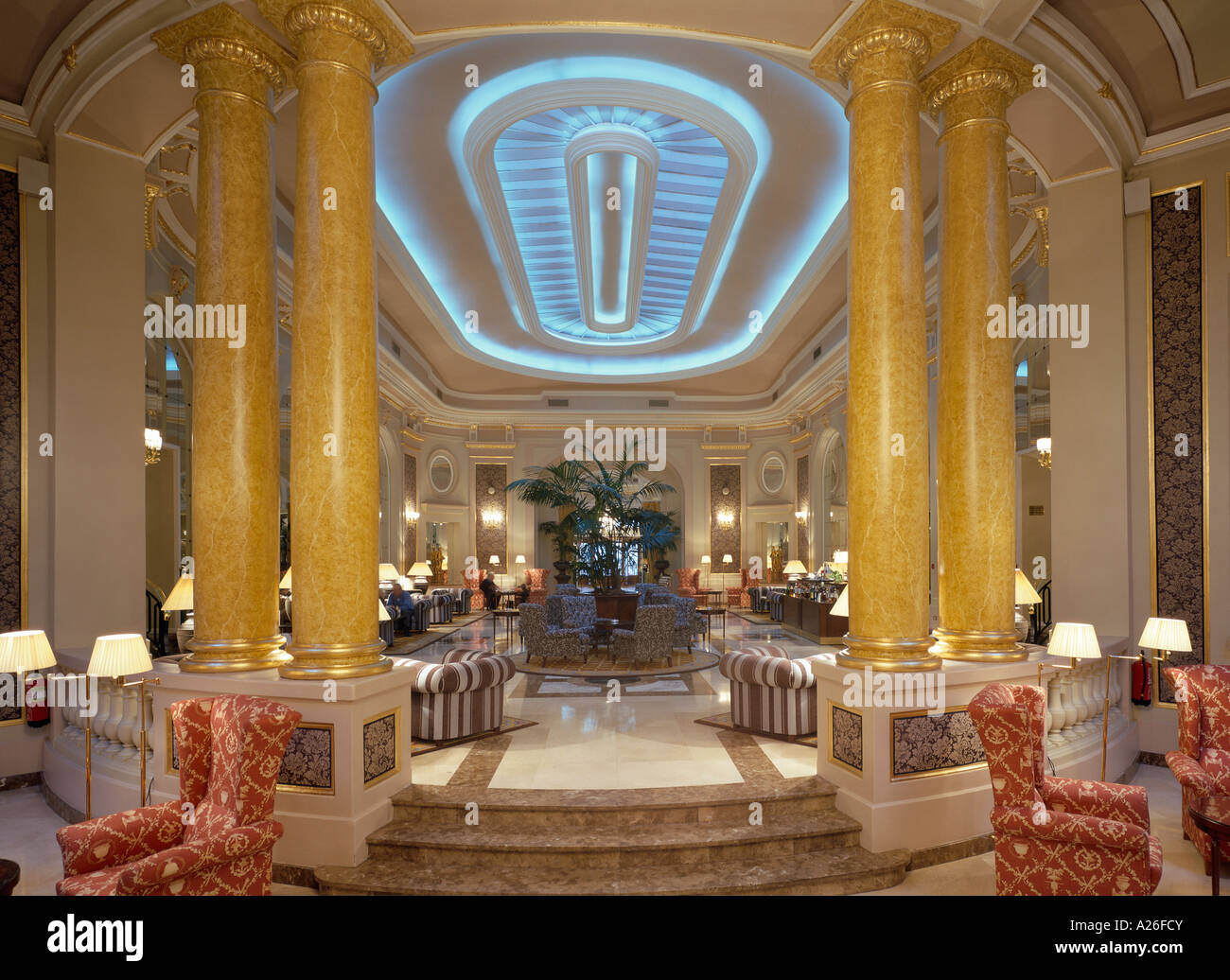 View of an opulent light in a hotel lobby Stock Photo - Alamy