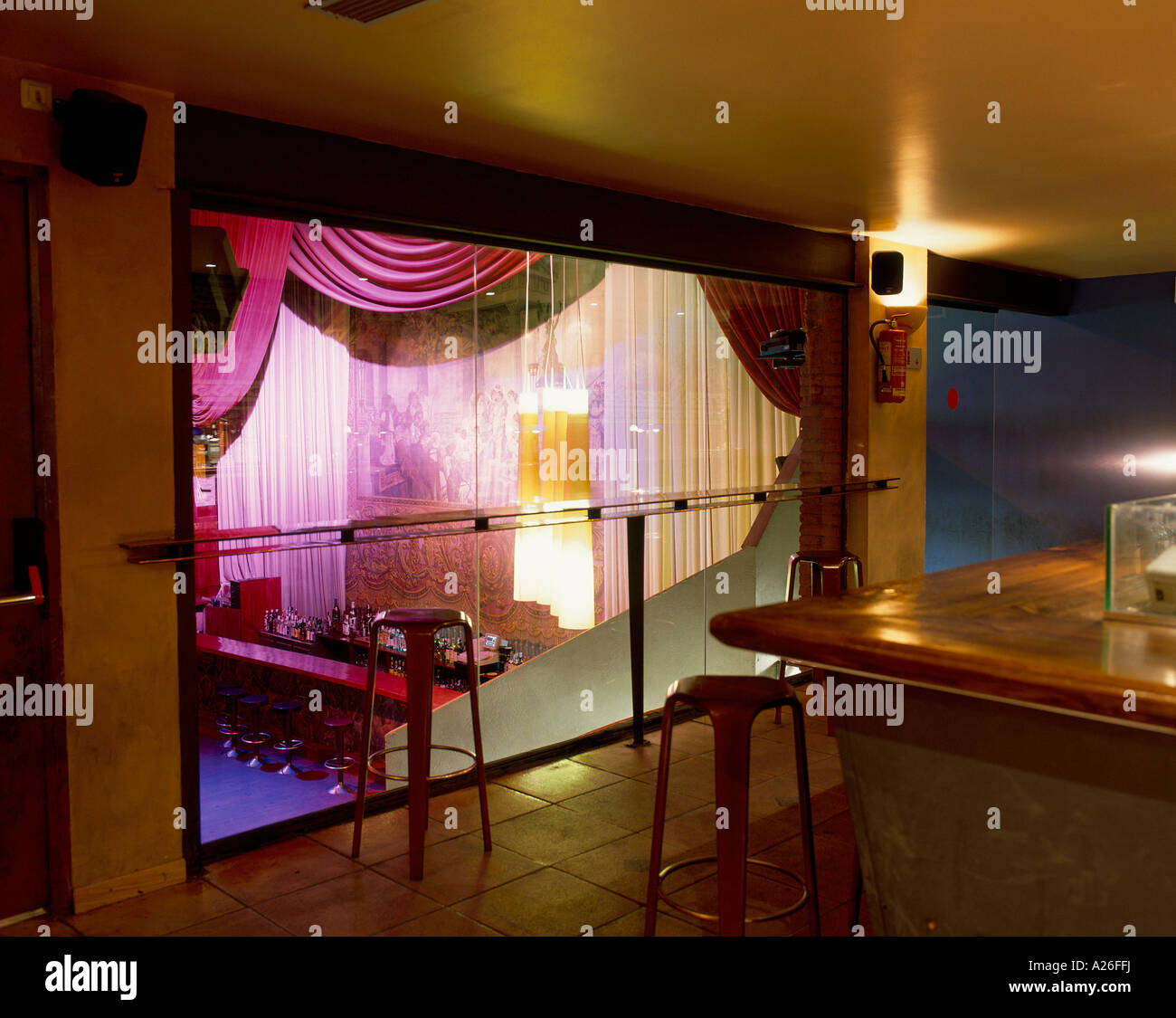 View of an illuminated bar Stock Photo - Alamy
