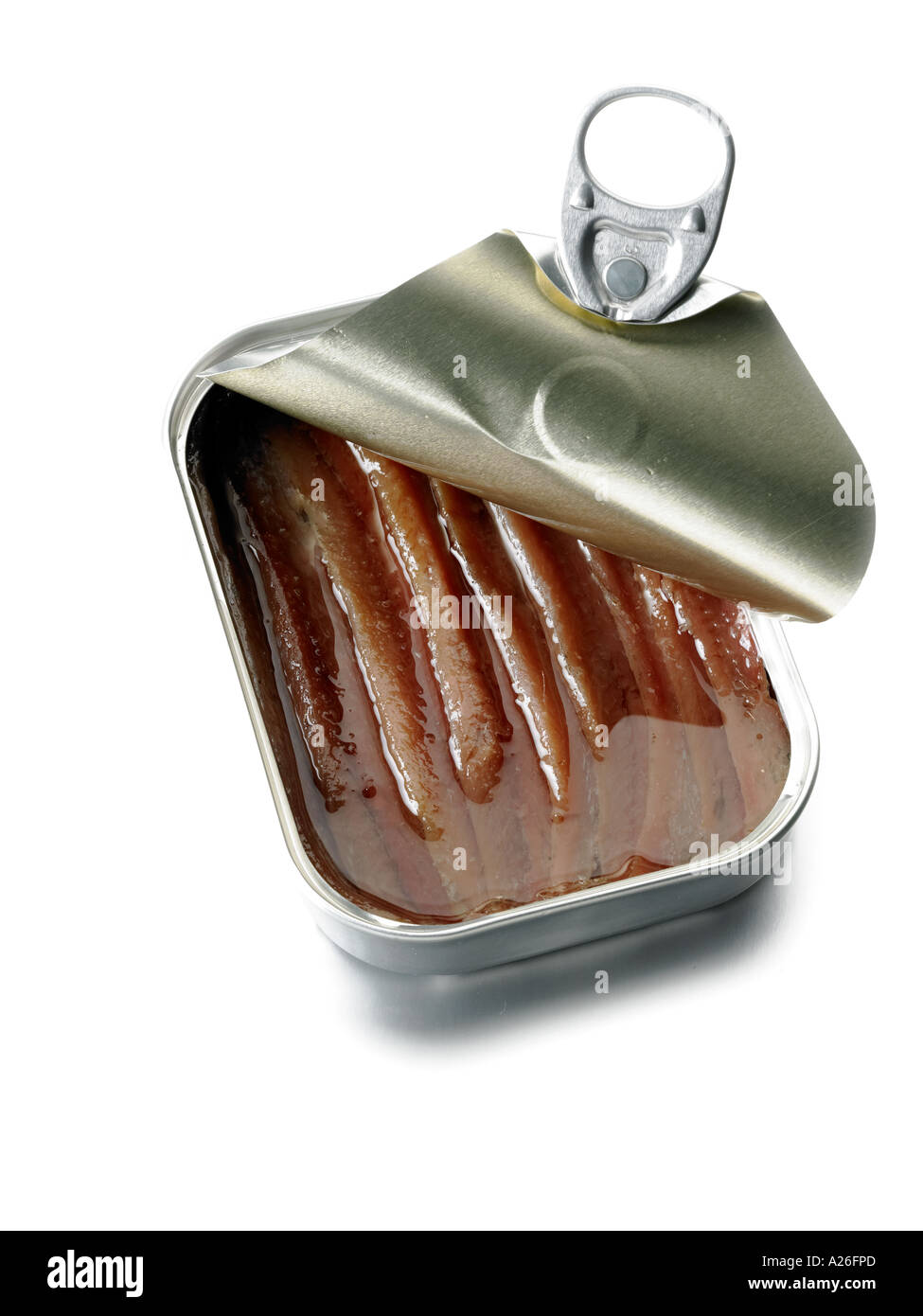 Open can of anchovies Stock Photo - Alamy