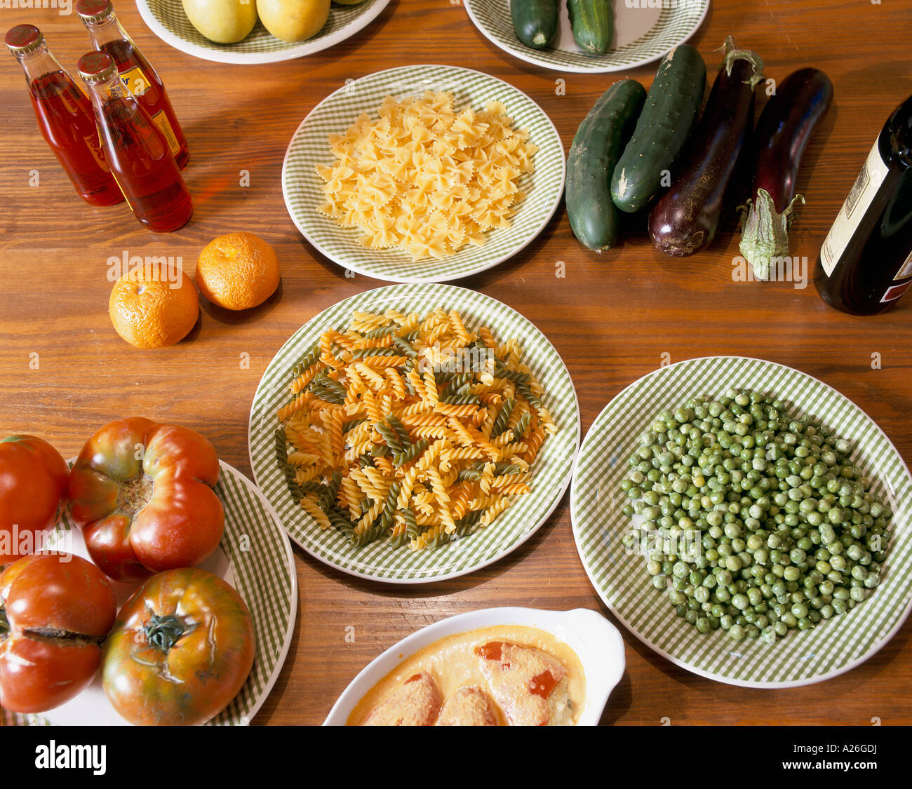 View of various food items on a table Stock Photo - Alamy