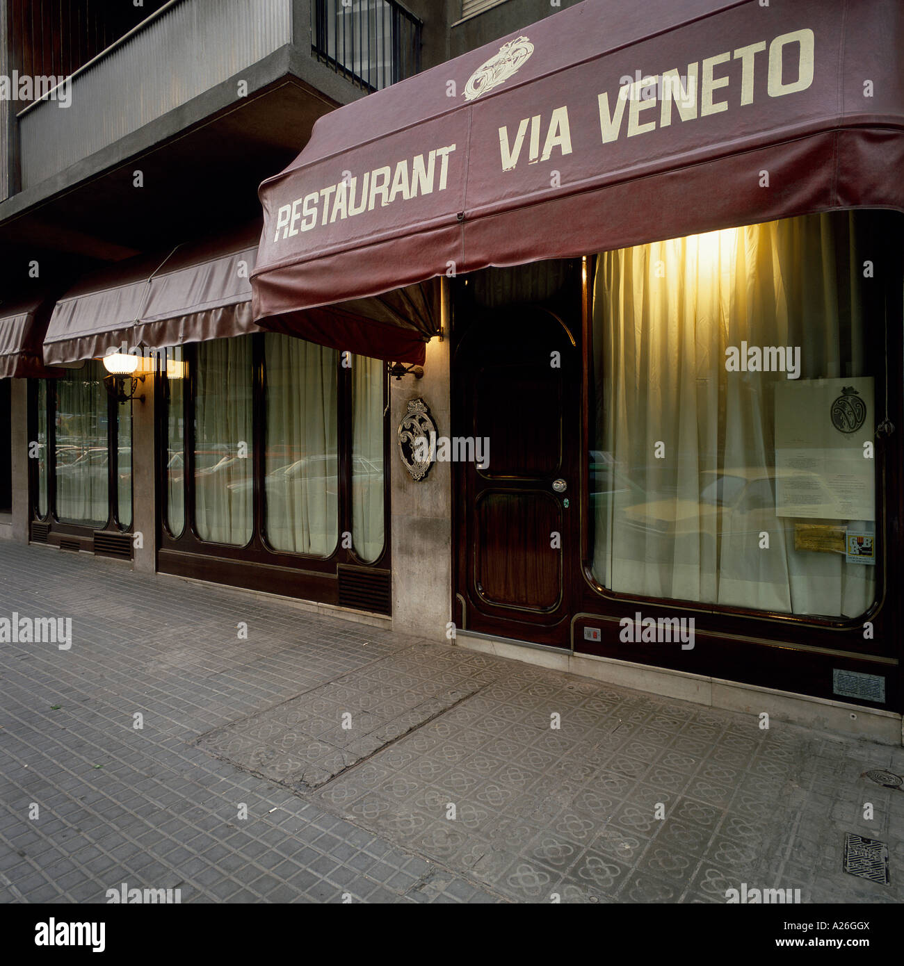 View of a restaurant from a walkway Stock Photo - Alamy