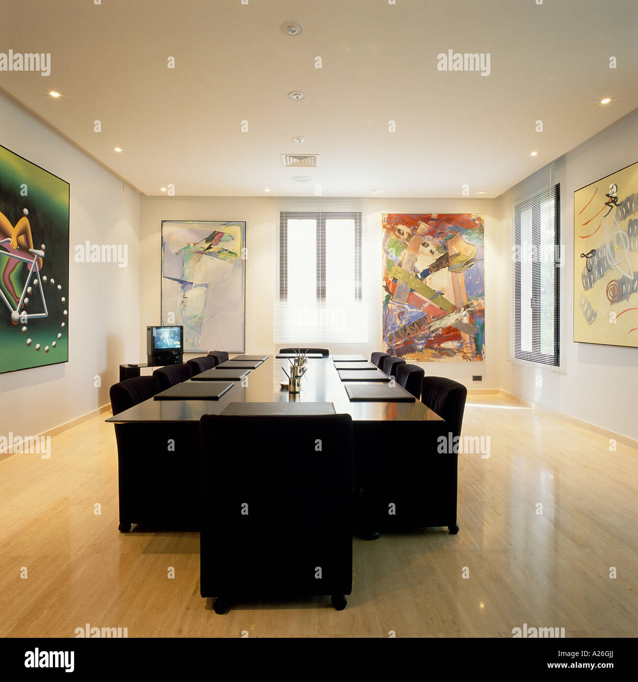 View of an eclectic conference room Stock Photo - Alamy