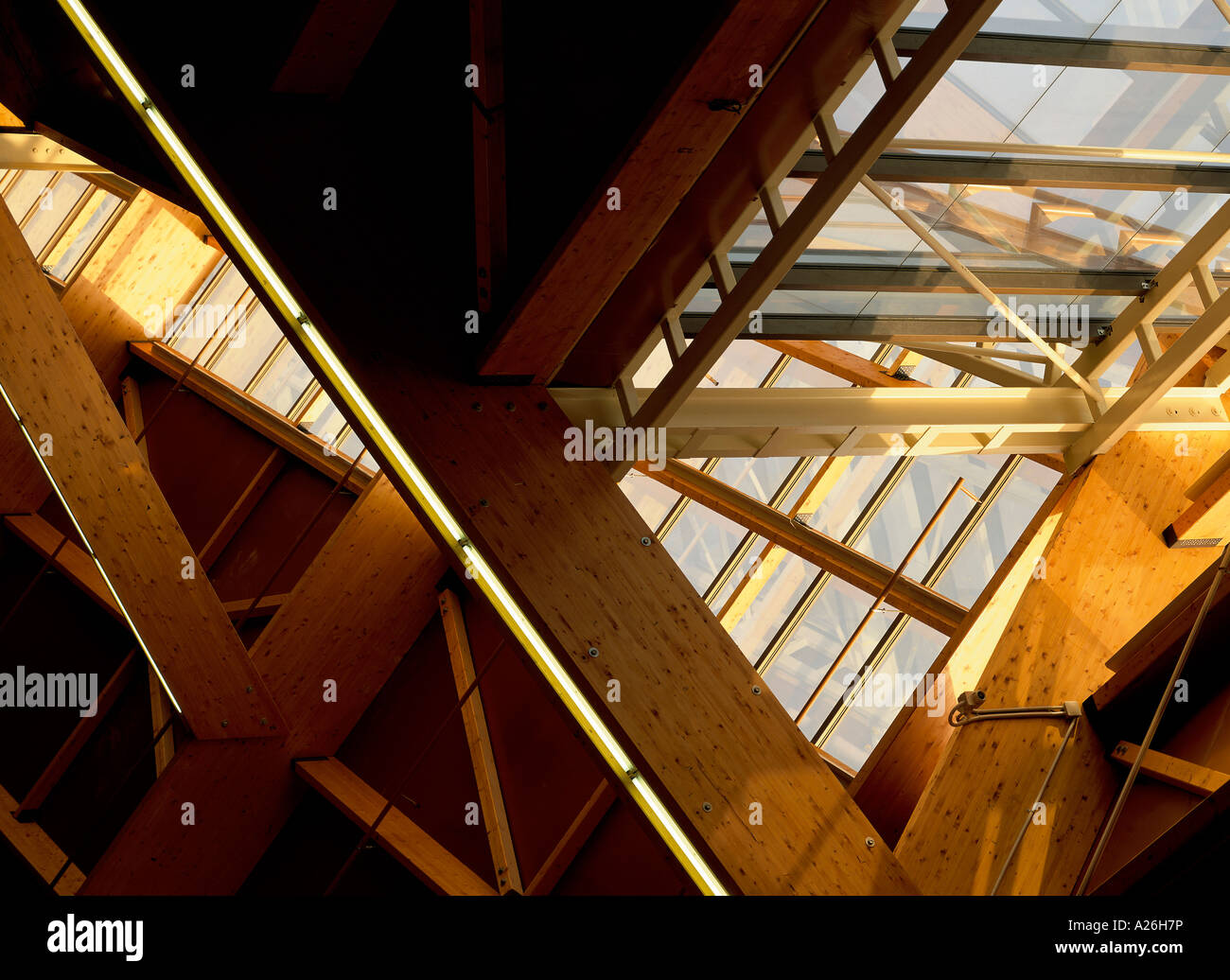 View of beams and ceiling of a shopping mall Stock Photo - Alamy