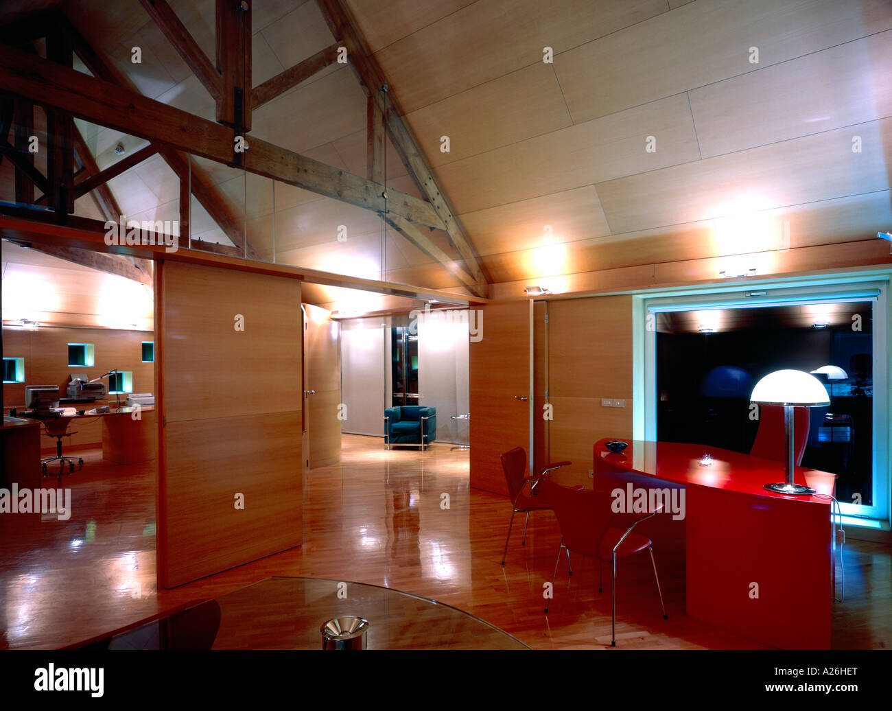 View of an illuminated office Stock Photo - Alamy