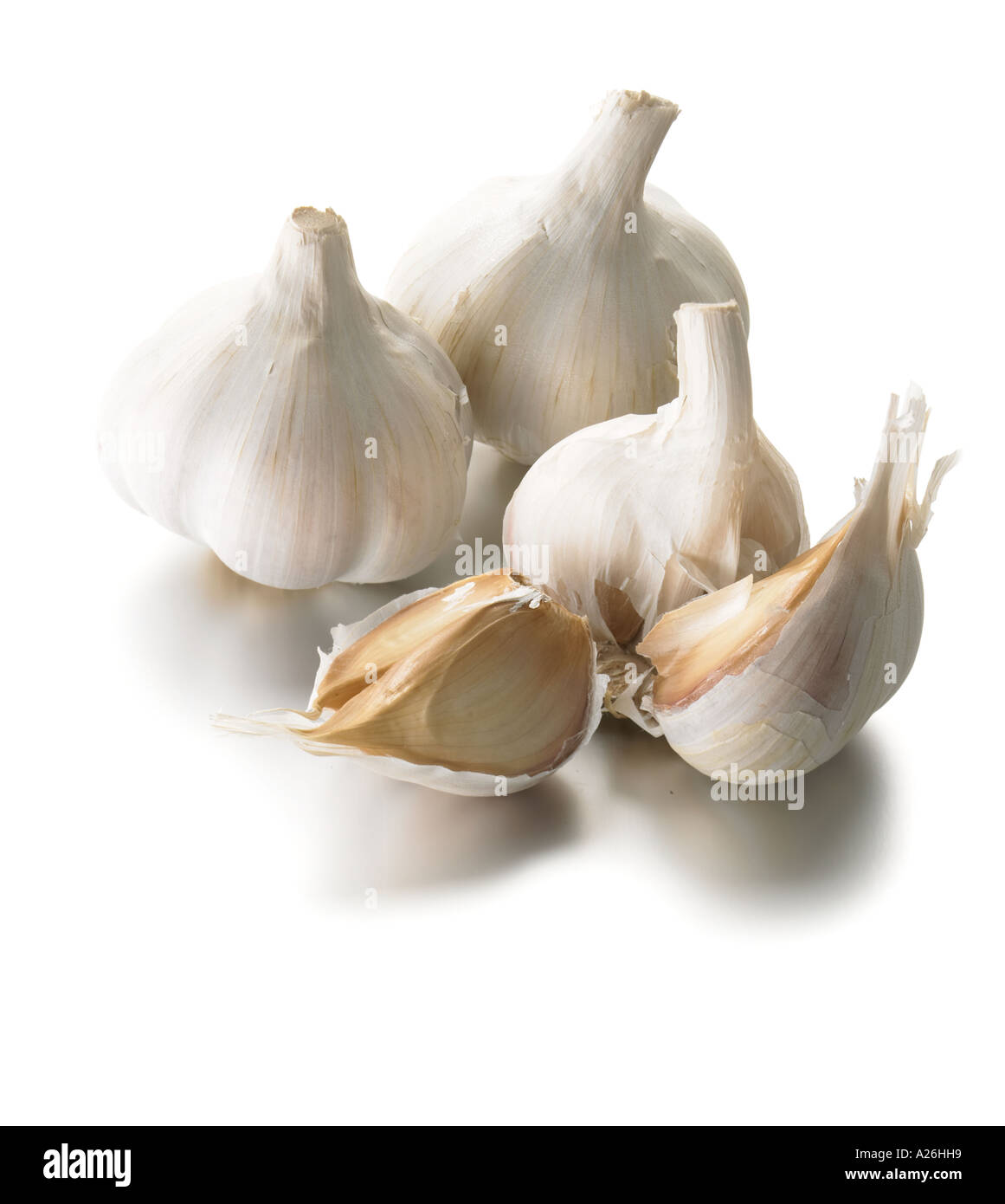Garlic Allium Sativum bulbs cook ingredient cut out cut-out white group ...