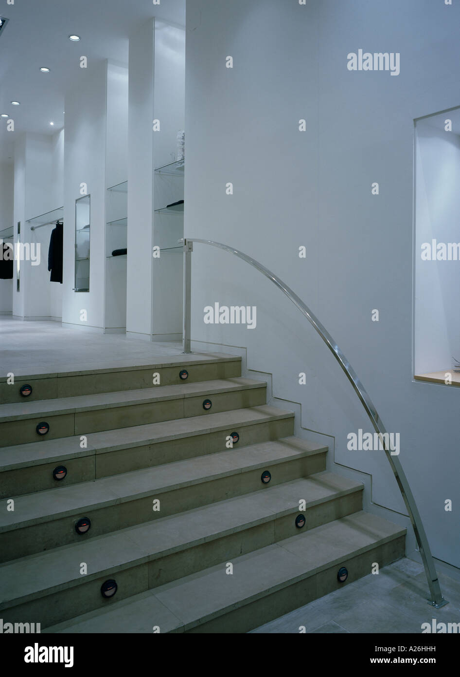 View of a staircase in a shop Stock Photo - Alamy