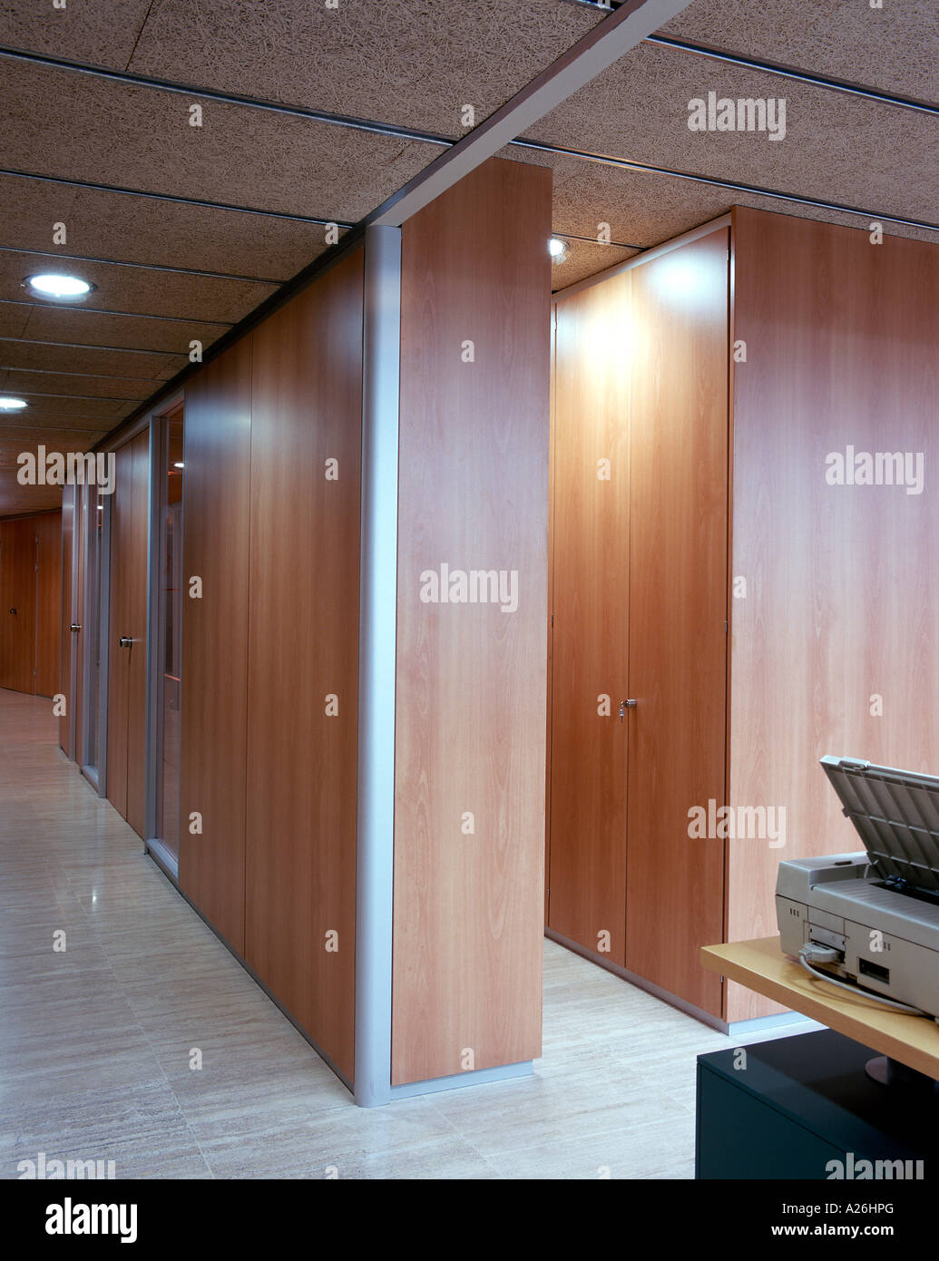 View of an eclectic hallway inside an office building Stock Photo - Alamy