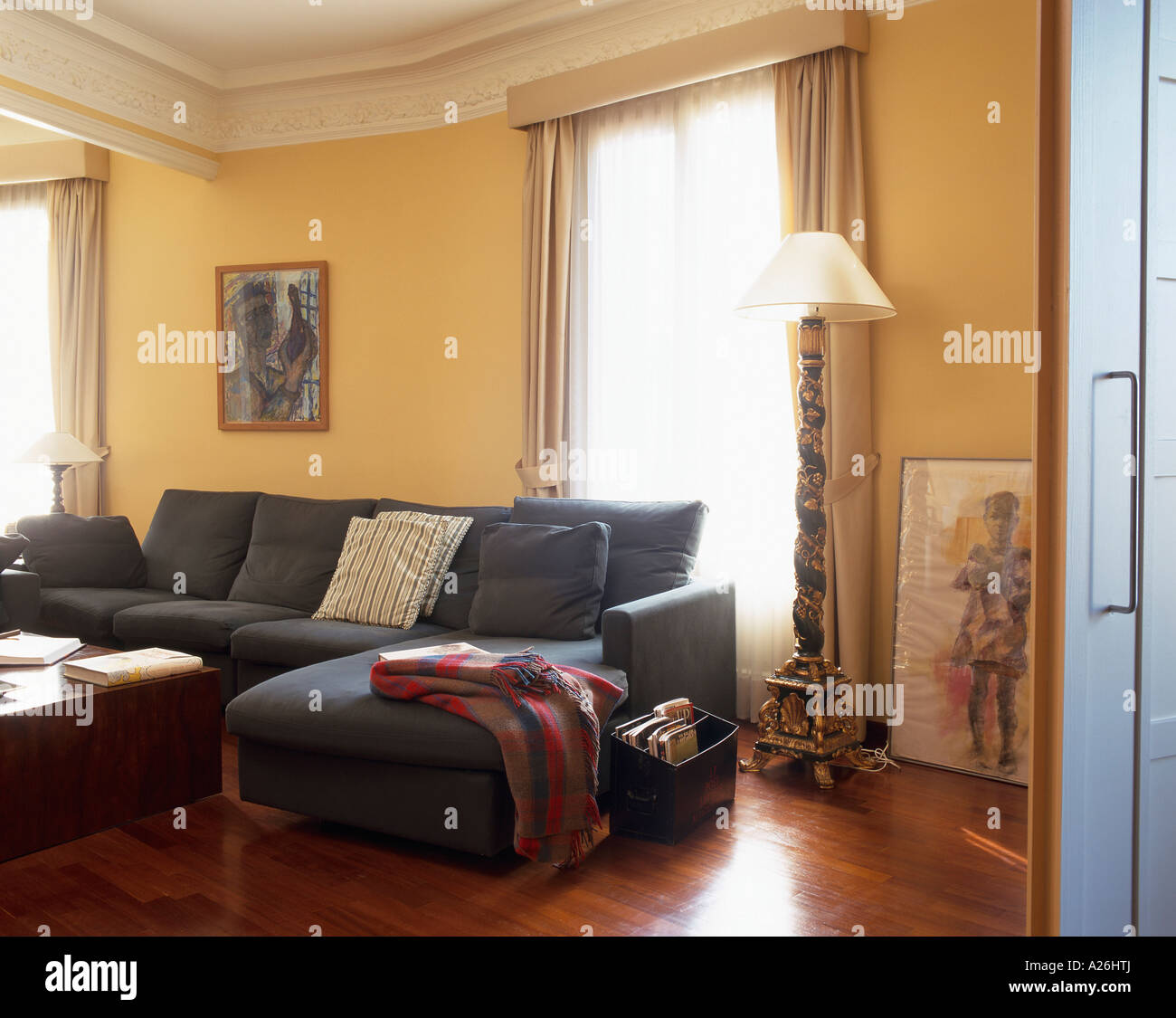 View of a comfortable couch in a living room Stock Photo - Alamy