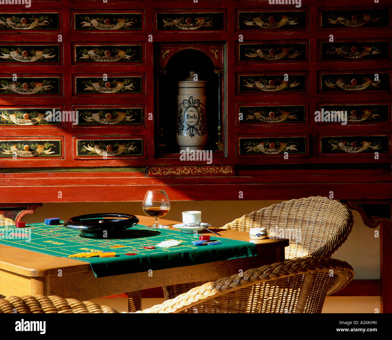 View of roulette and counters on a table Stock Photo - Alamy