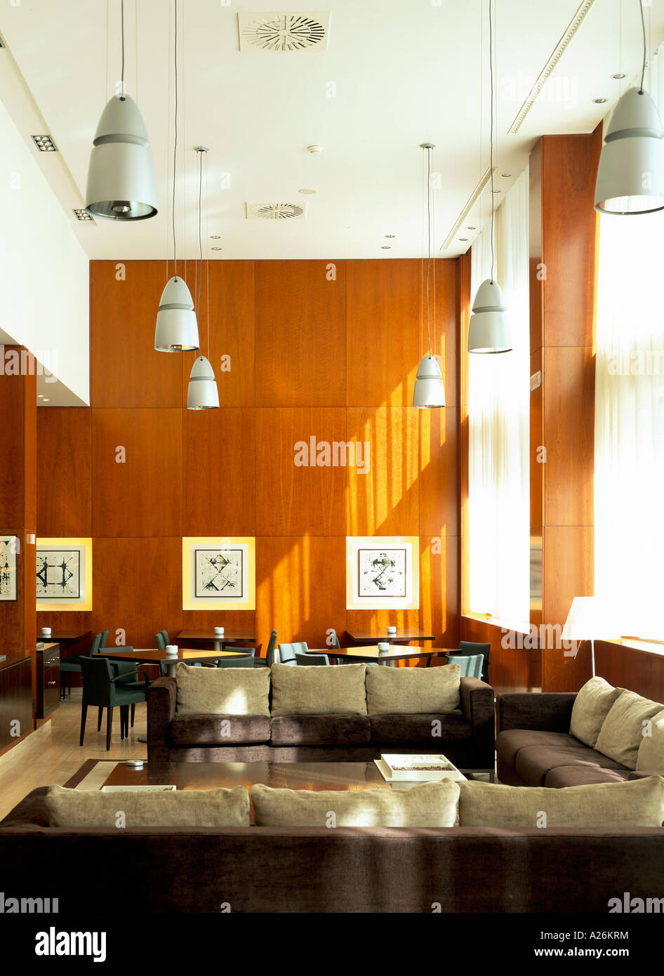 View of a lounge with comfortable seating arrangement Stock Photo - Alamy