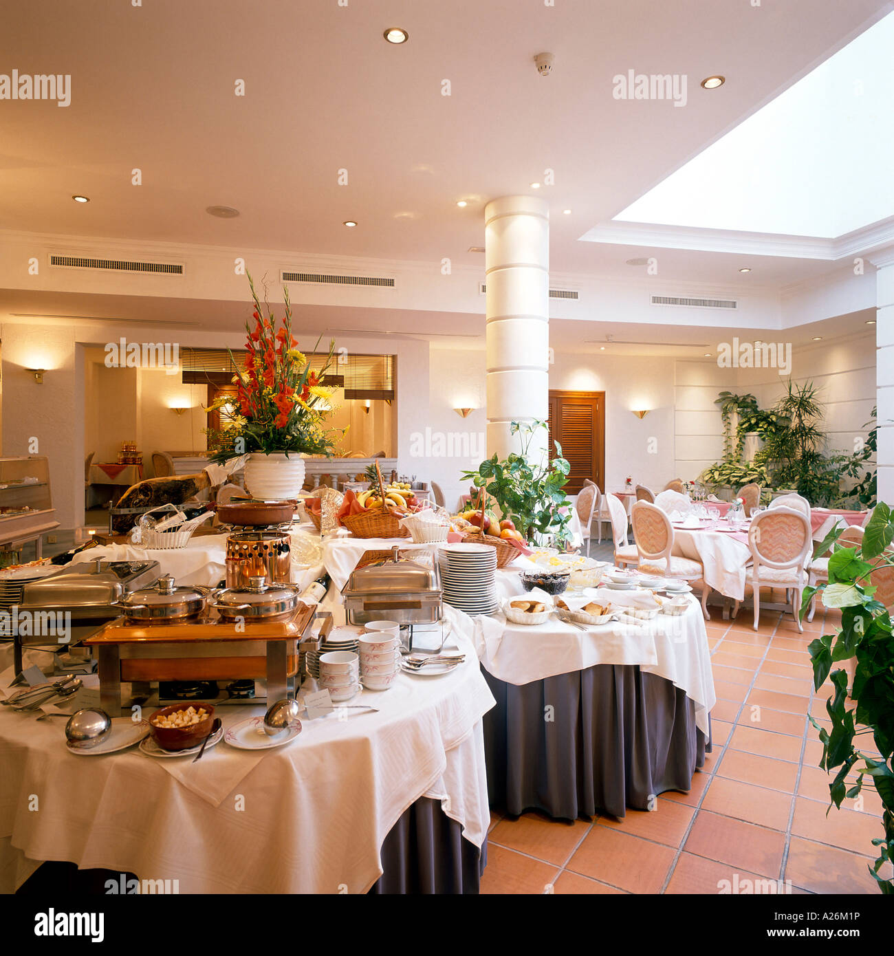 View of a well organized dining area Stock Photo - Alamy