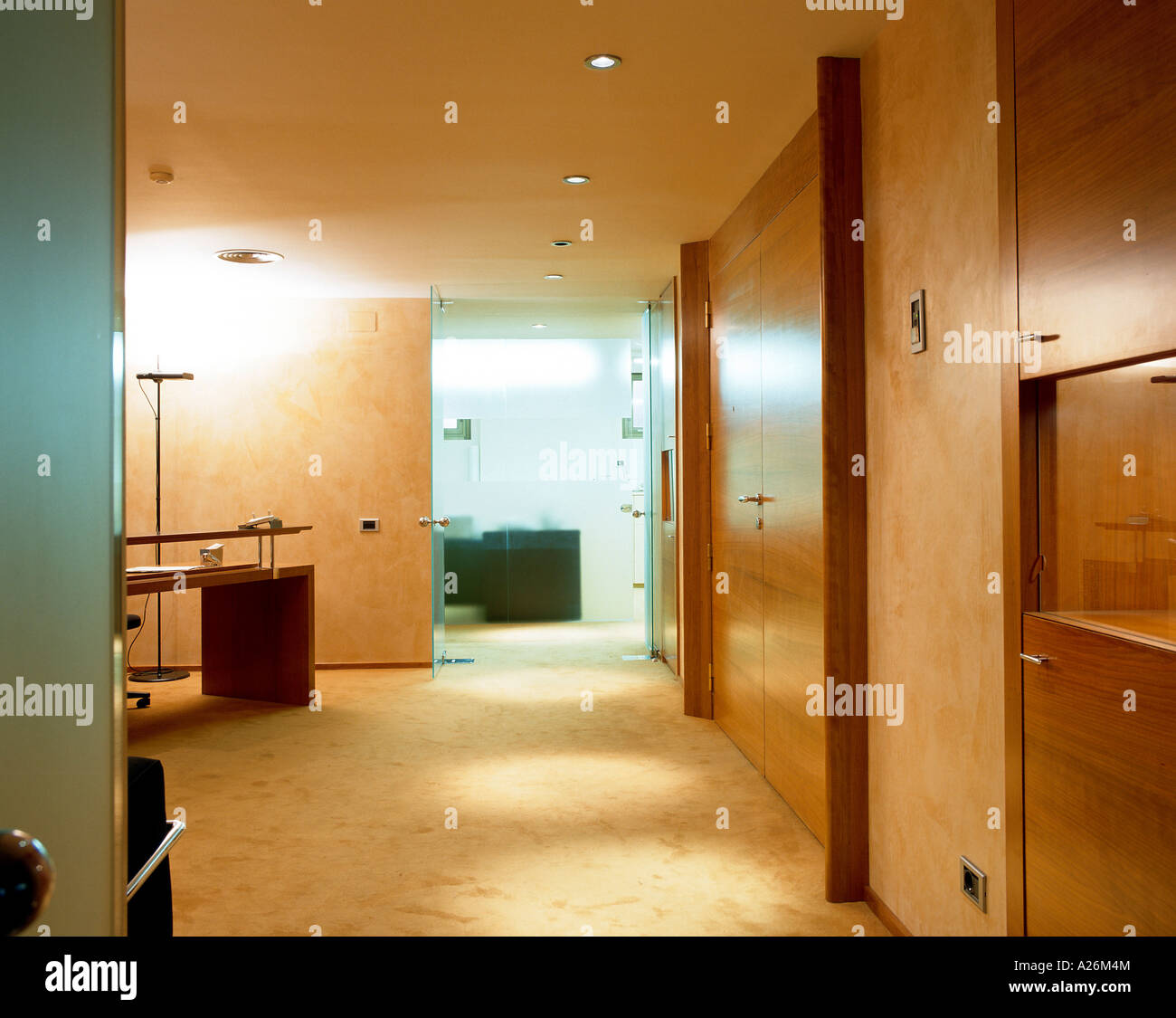 View of an office lit up by spotlights Stock Photo - Alamy