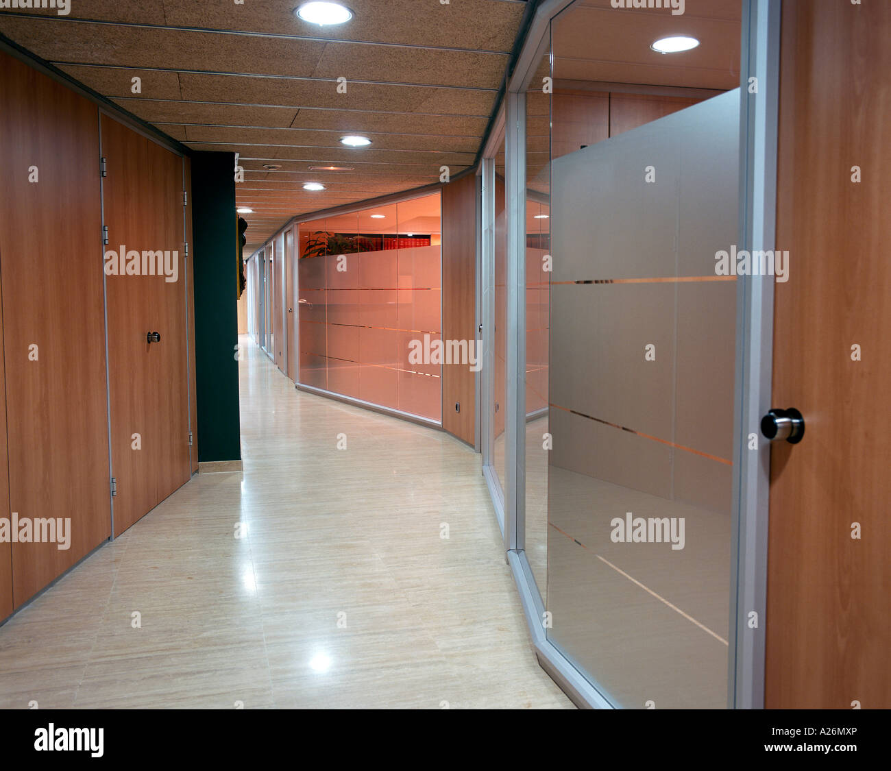 View of a clean hallway in an office building Stock Photo - Alamy