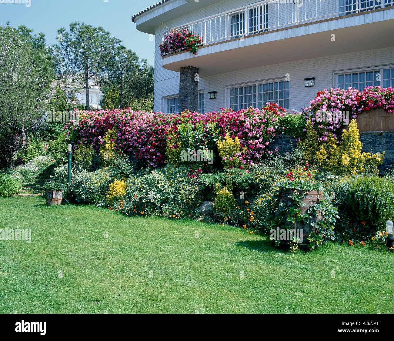 Beautiful landscaping outside a house Stock Photo - Alamy