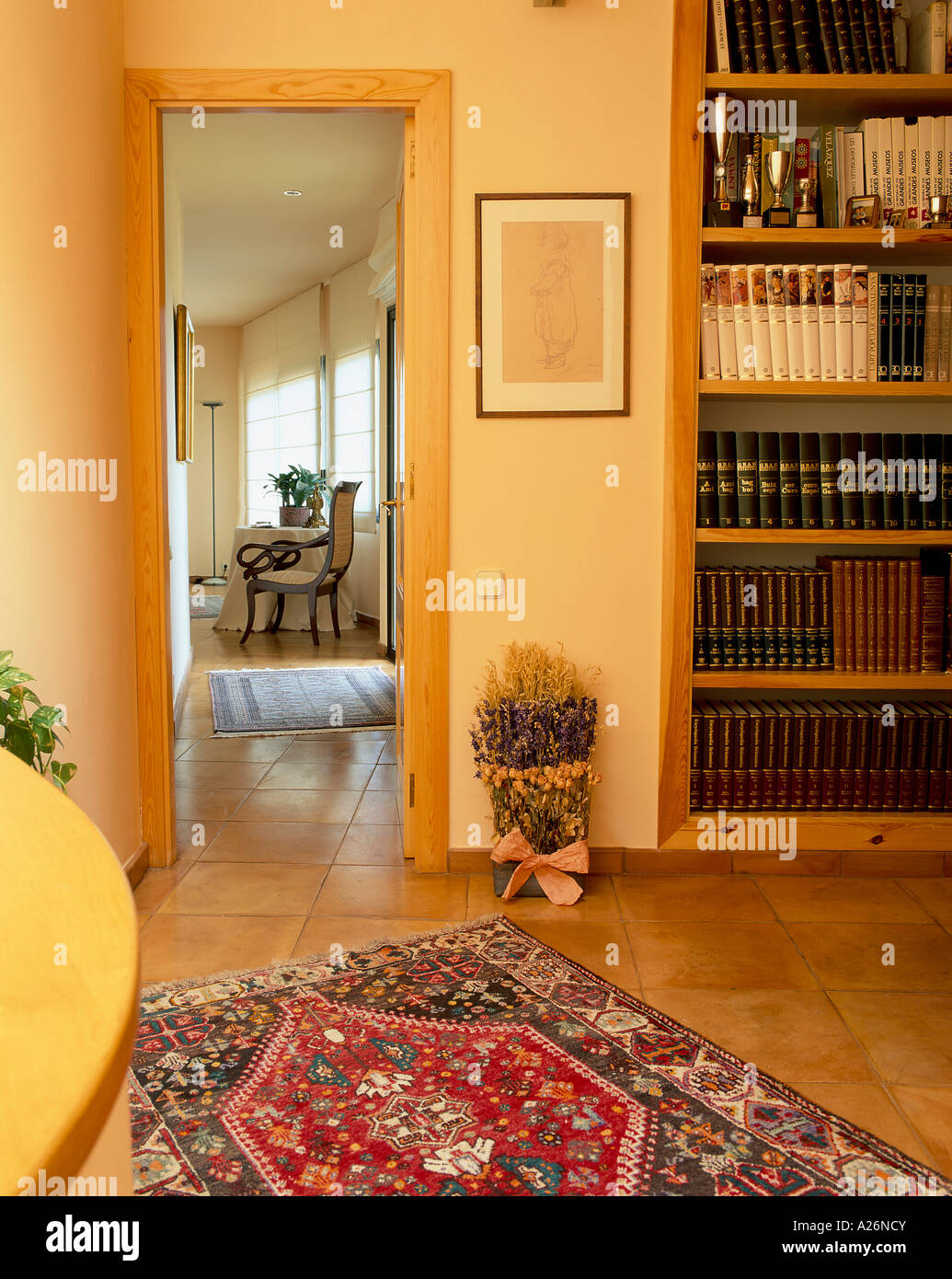 View of a well furnished library Stock Photo - Alamy