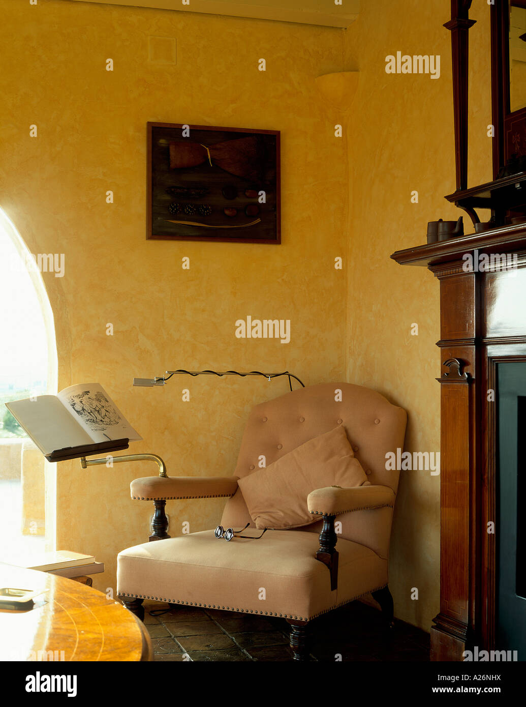 View of a well upholstered armchair Stock Photo - Alamy