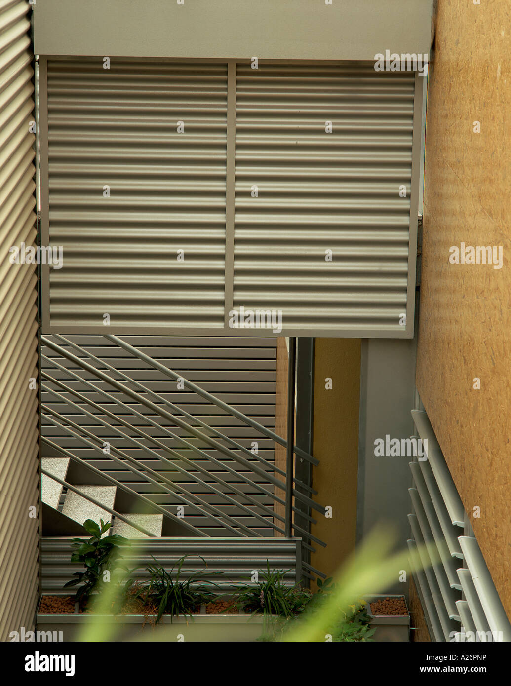 View of a staircase through a window Stock Photo - Alamy