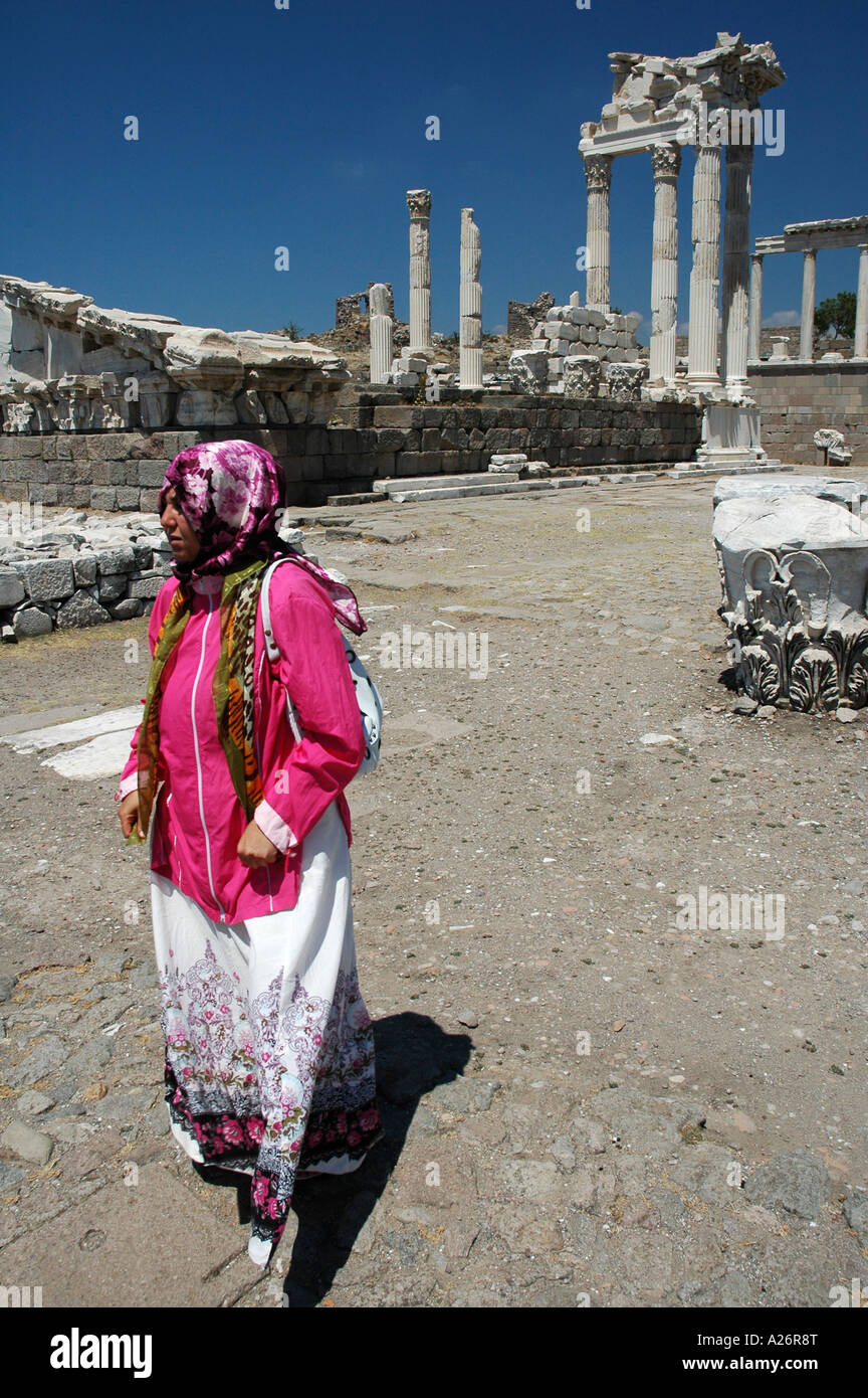 Local woman walking in the ruins of Pergamon Stock Photo - Alamy