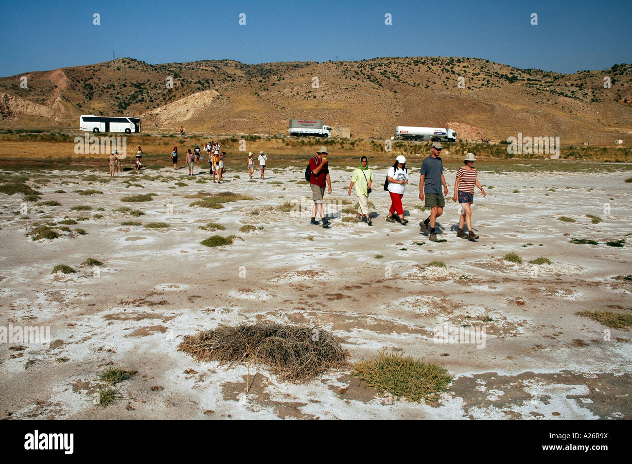 Tourists in Salt Lake of Tuz Gölü, Turkey, Asia Stock Photo - Alamy