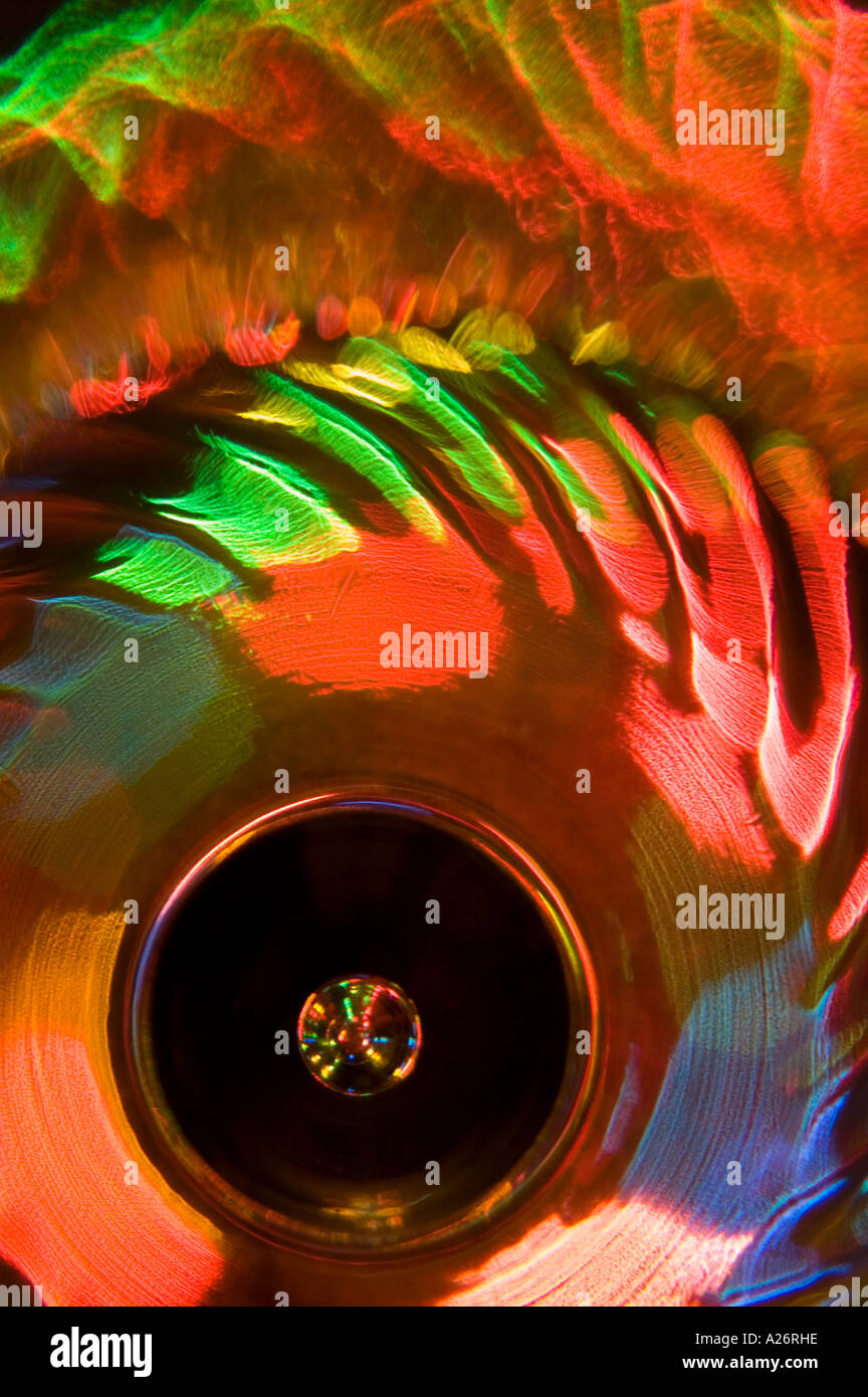 Festive Christmas lights refracted through various glass containers ...