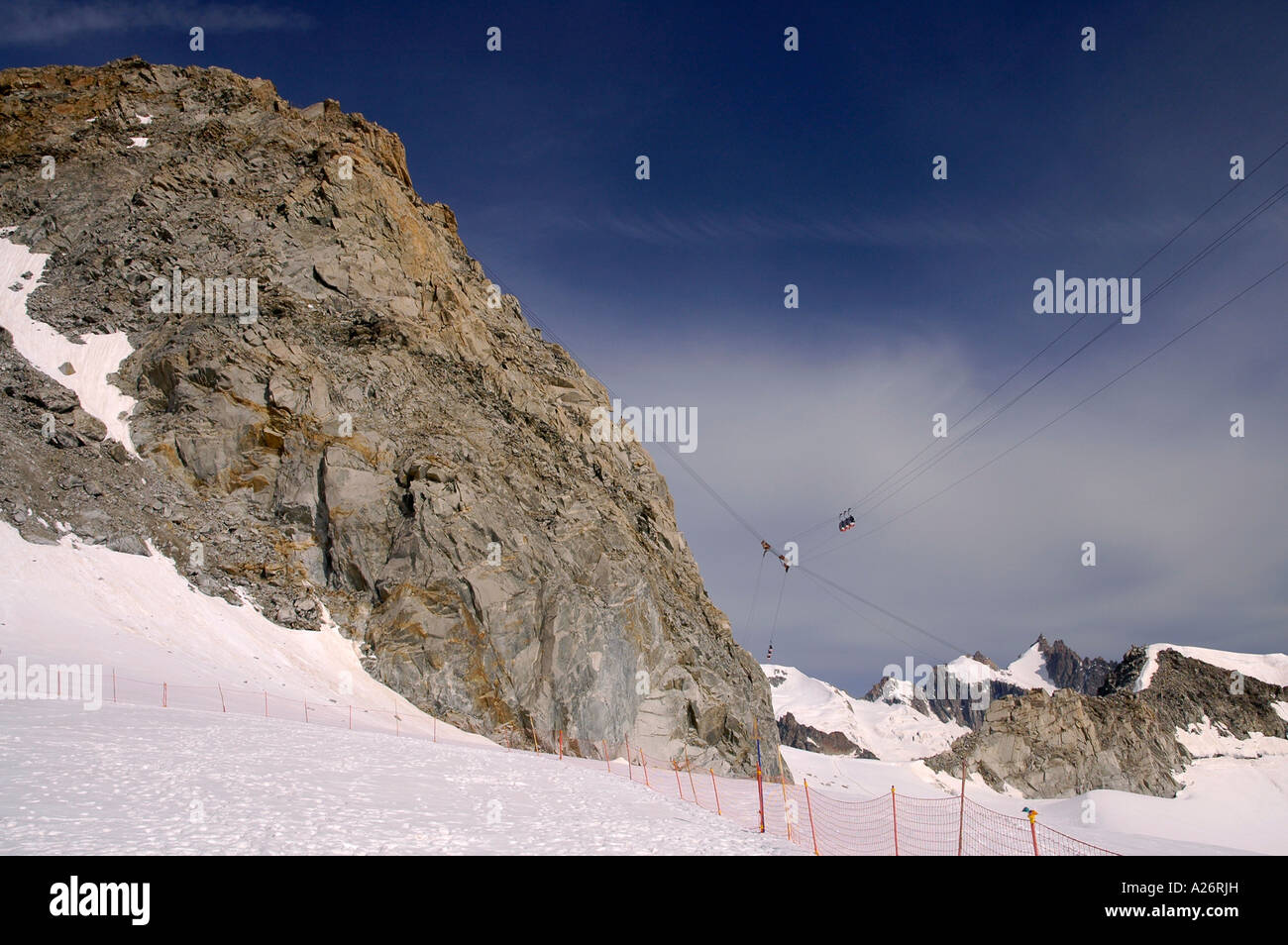 View from Punta Helbronner with cablecars, Italian Alps, Italy, Europe ...