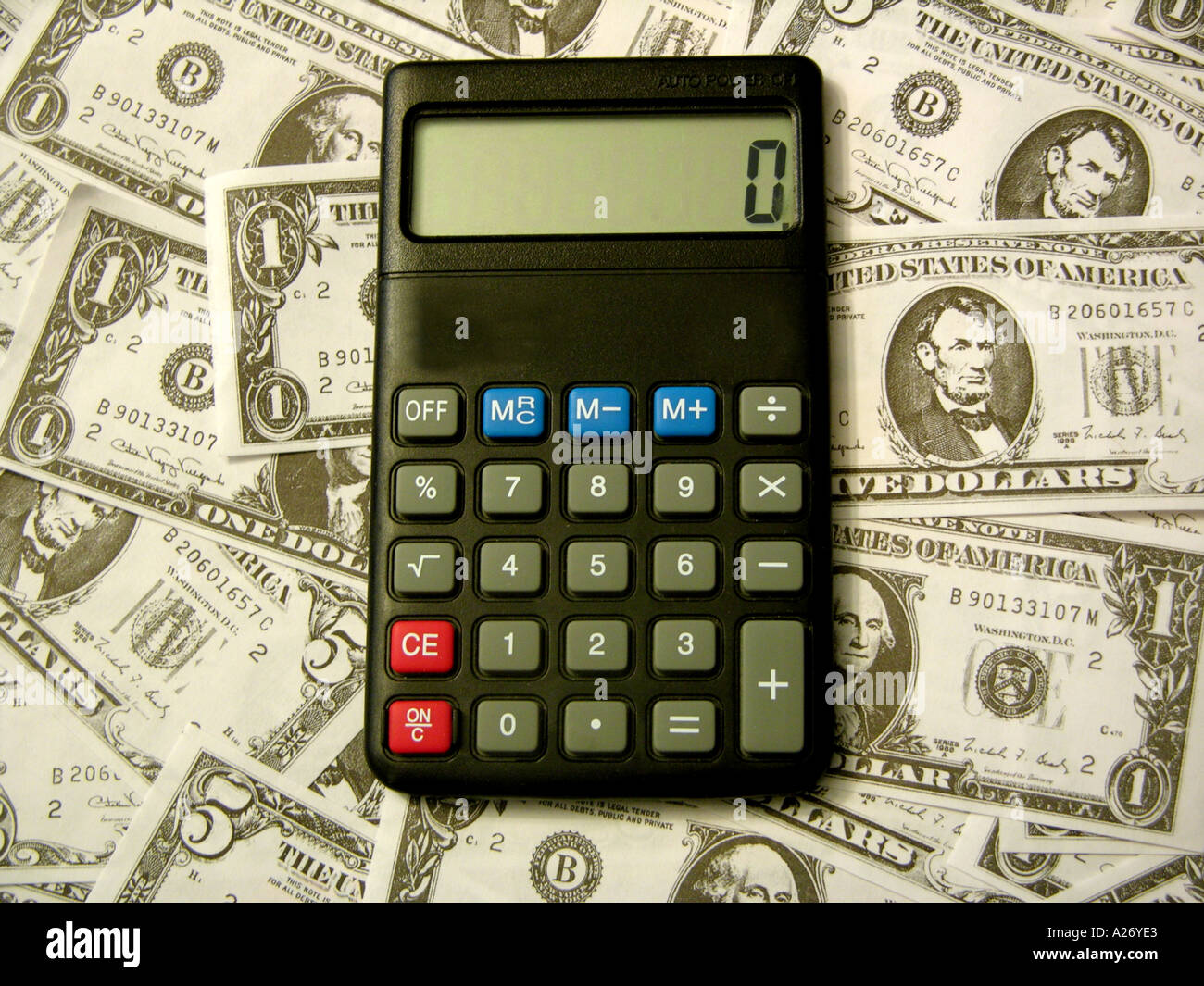 Calculator and Money Stock Photo - Alamy