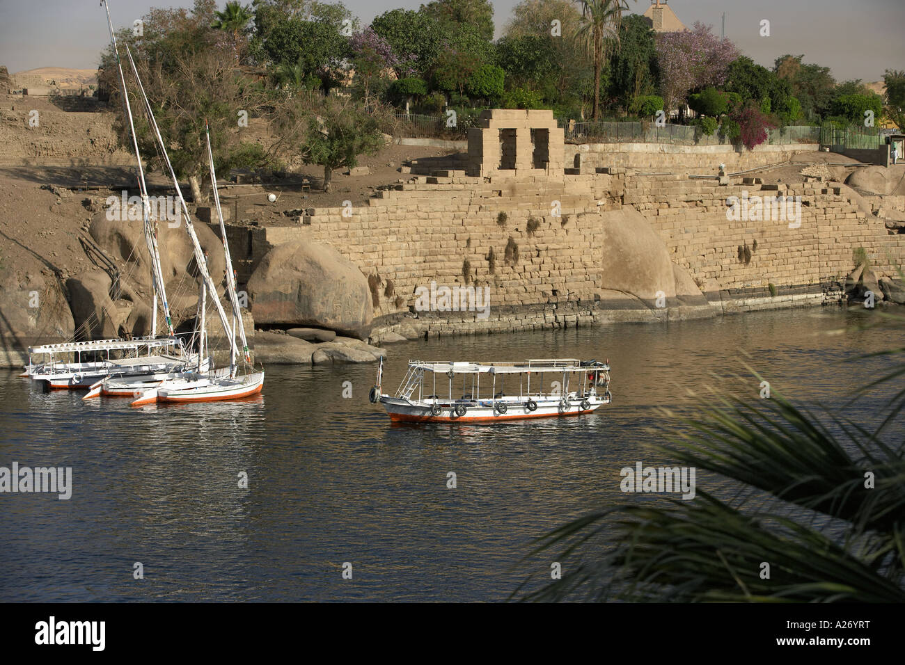 Tour boat on Nile River Aswan Egypt Stock Photo - Alamy