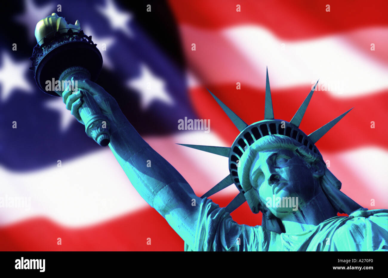 Statue of Liberty US flag Stock Photo - Alamy
