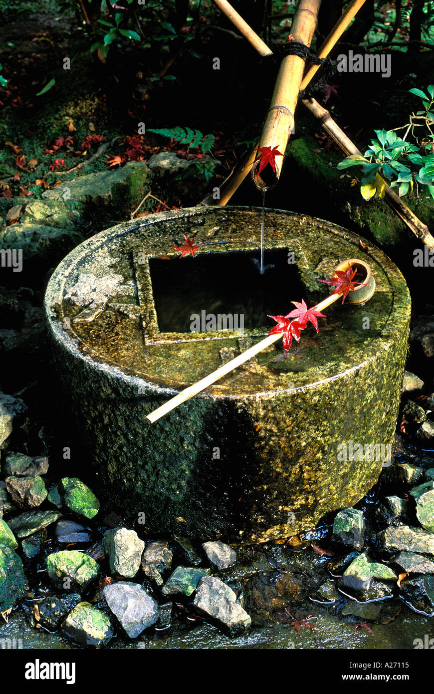 Water basin Tsukubai in Ryoanji Temple Kyoto Japan Stock Photo - Alamy