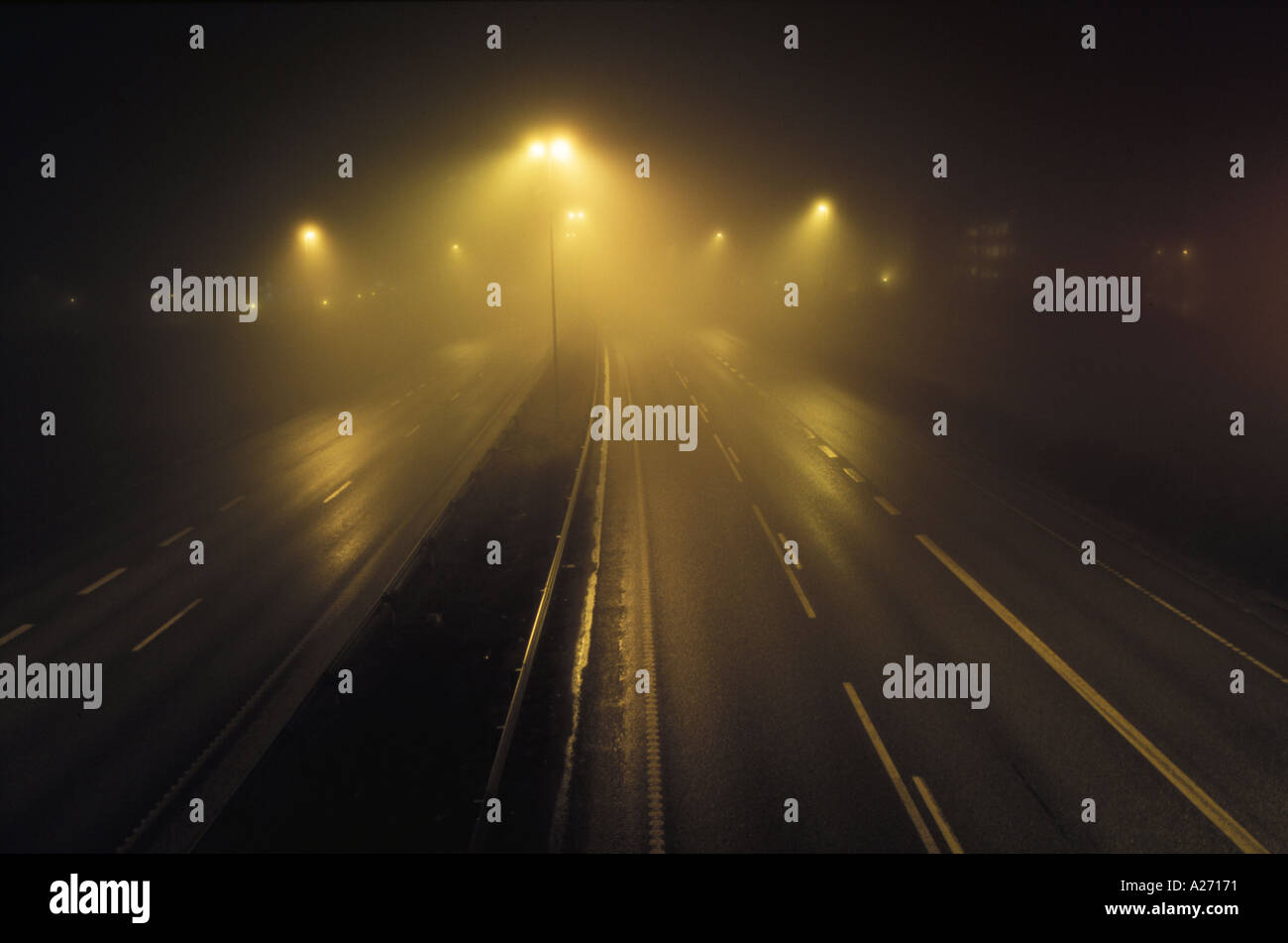 Motorway in dense fog Stock Photo - Alamy