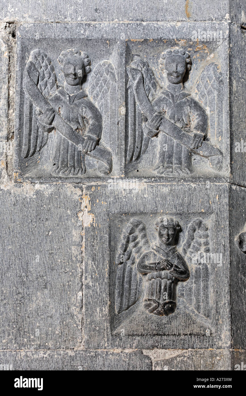 Reliefs of angels (15.century) in the interior of the romanic church ...